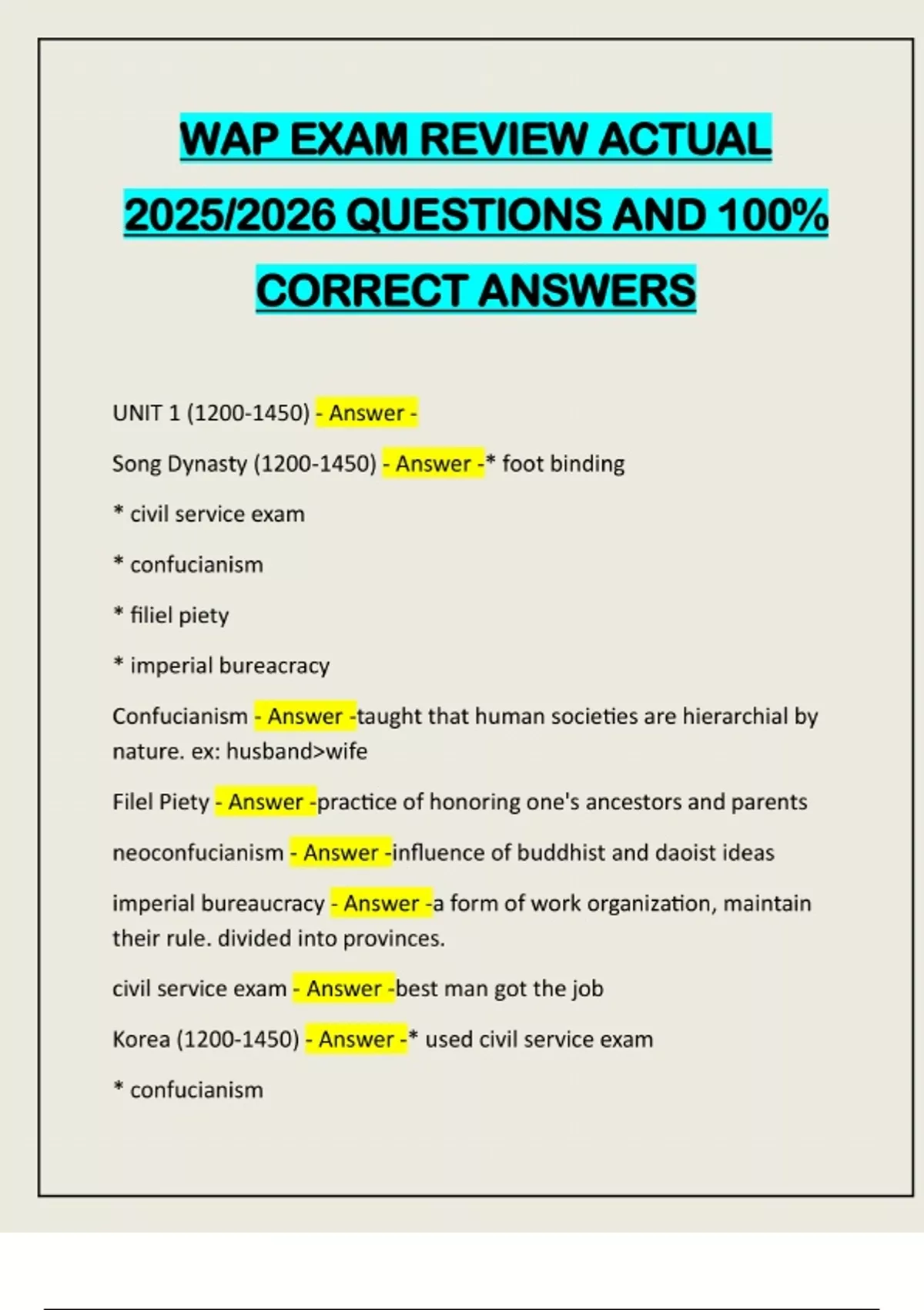 WAP EXAM REVIEW ACTUAL 2025/2026 QUESTIONS AND 100% CORRECT ANSWERS - WAP ex - Stuvia US