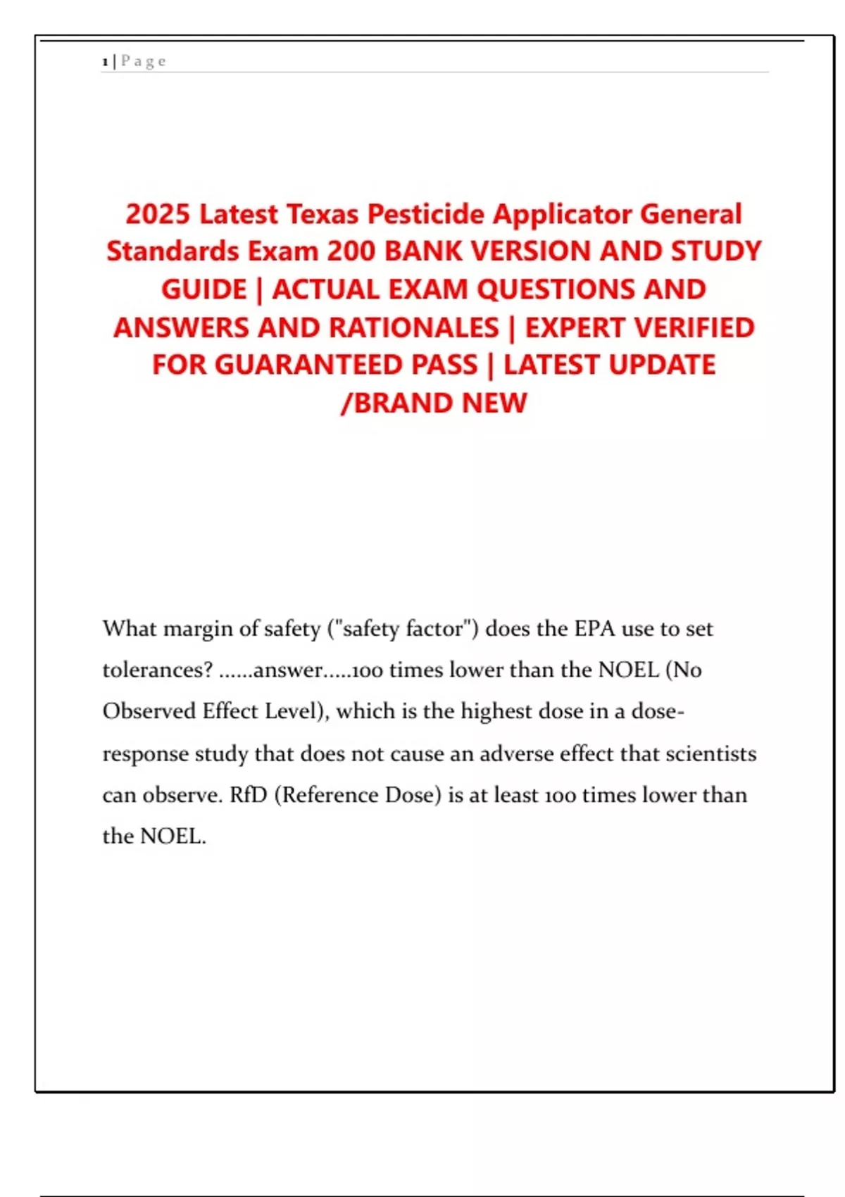 2025 Latest Texas Pesticide Applicator General Standards Exam 200 BANK ...