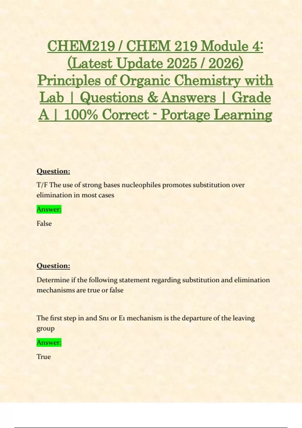 CHEM219 / CHEM 219 Module 4: (Latest Update 2025 / 2026) Principles of ...