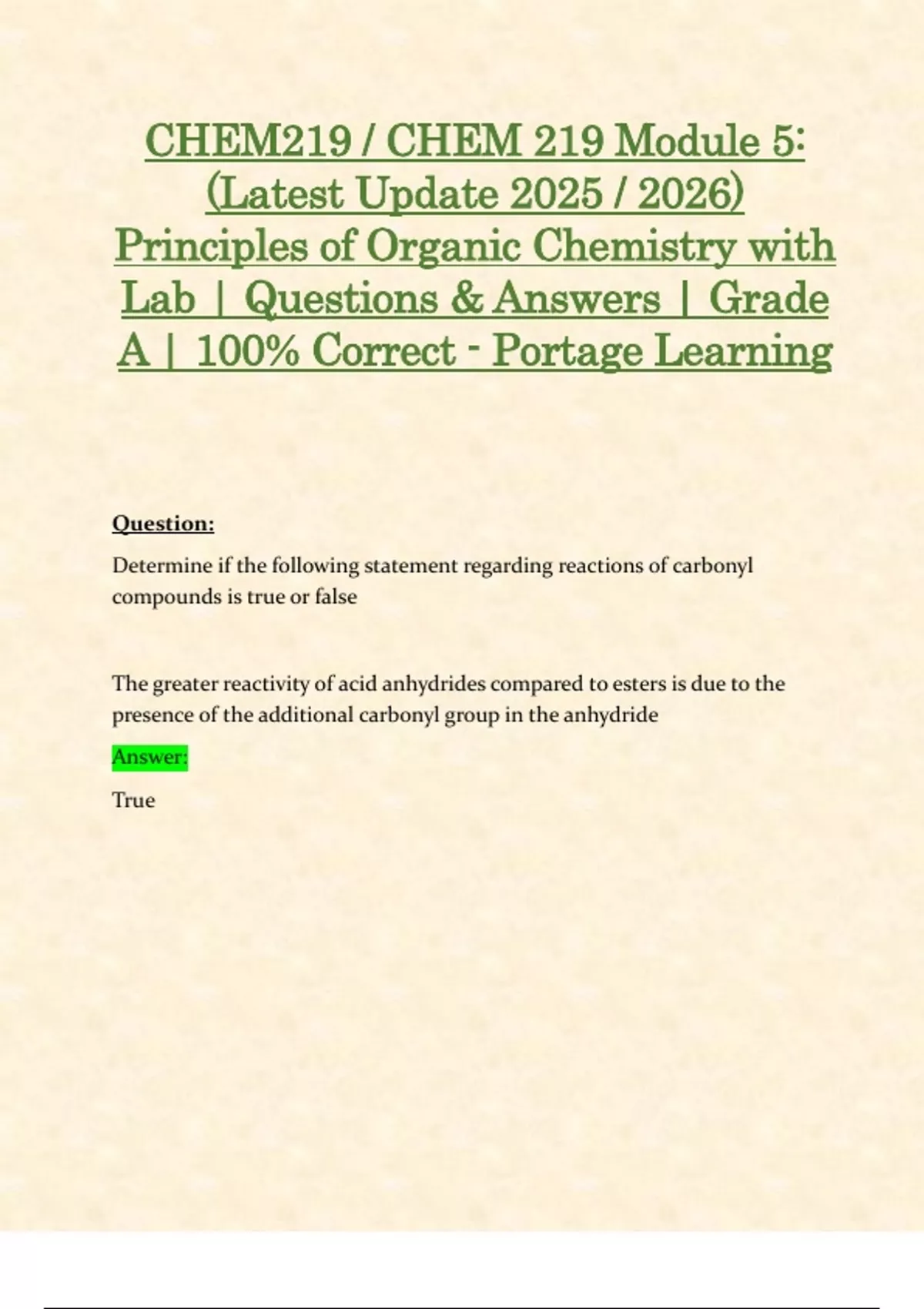 CHEM219 / CHEM 219 Module 5: (Latest Update 2025 / 2026) Principles of ...