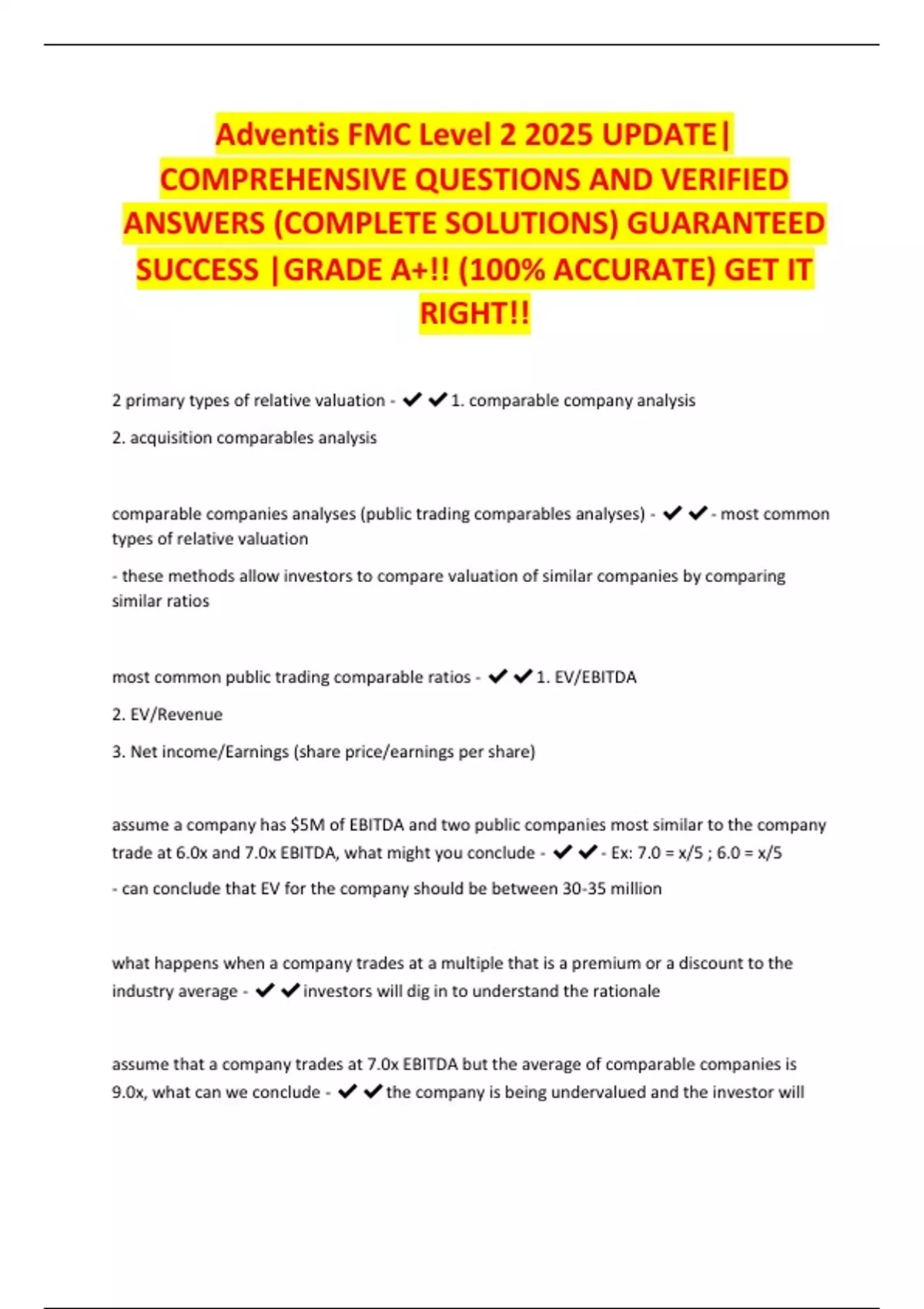Adventis FMC Level 2 2025 UPDATE| COMPREHENSIVE QUESTIONS AND VERIFIED ...