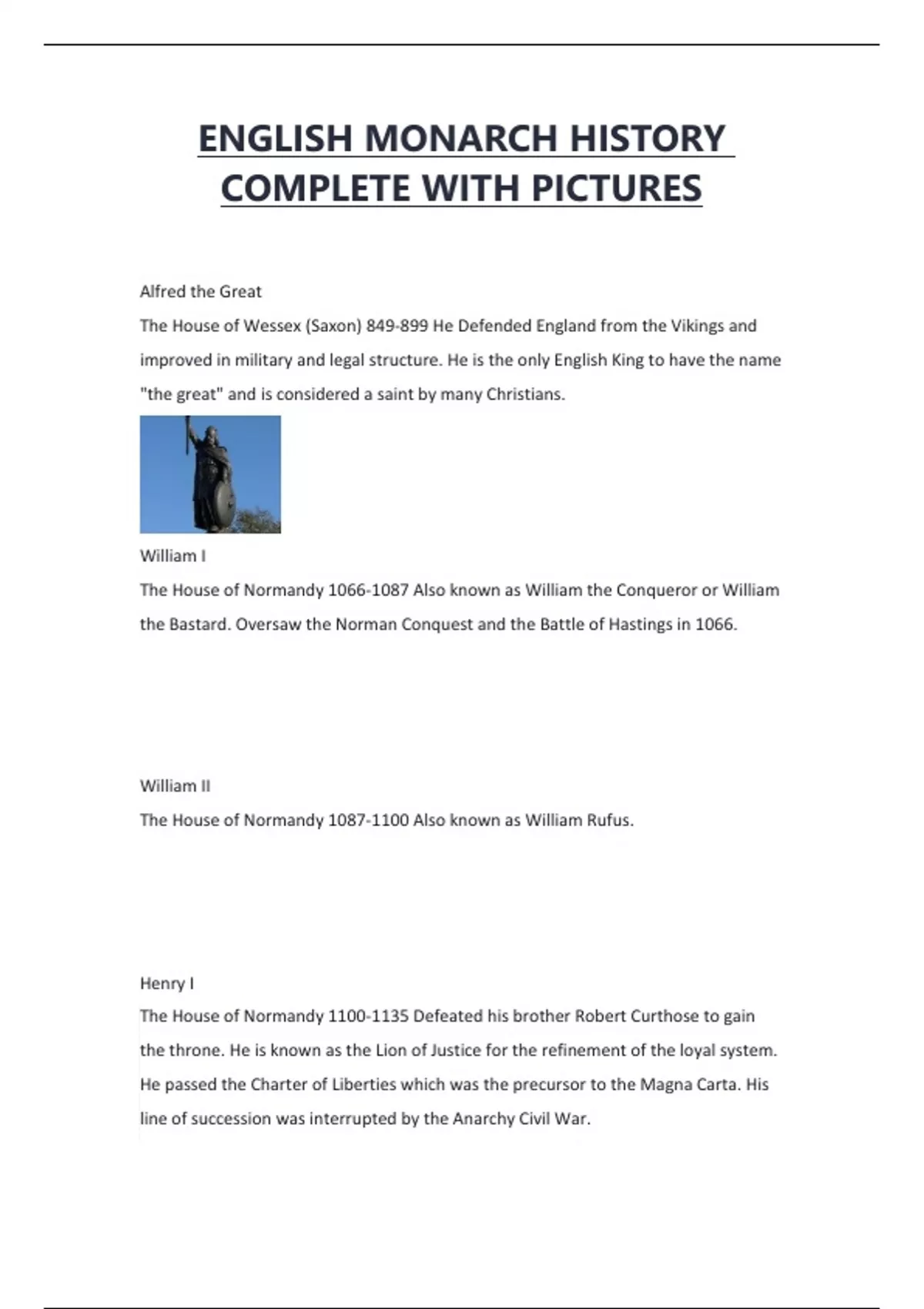 ENGLISH MONARCH HISTORY COMPLETE WITH PICTURES - English monarch ...