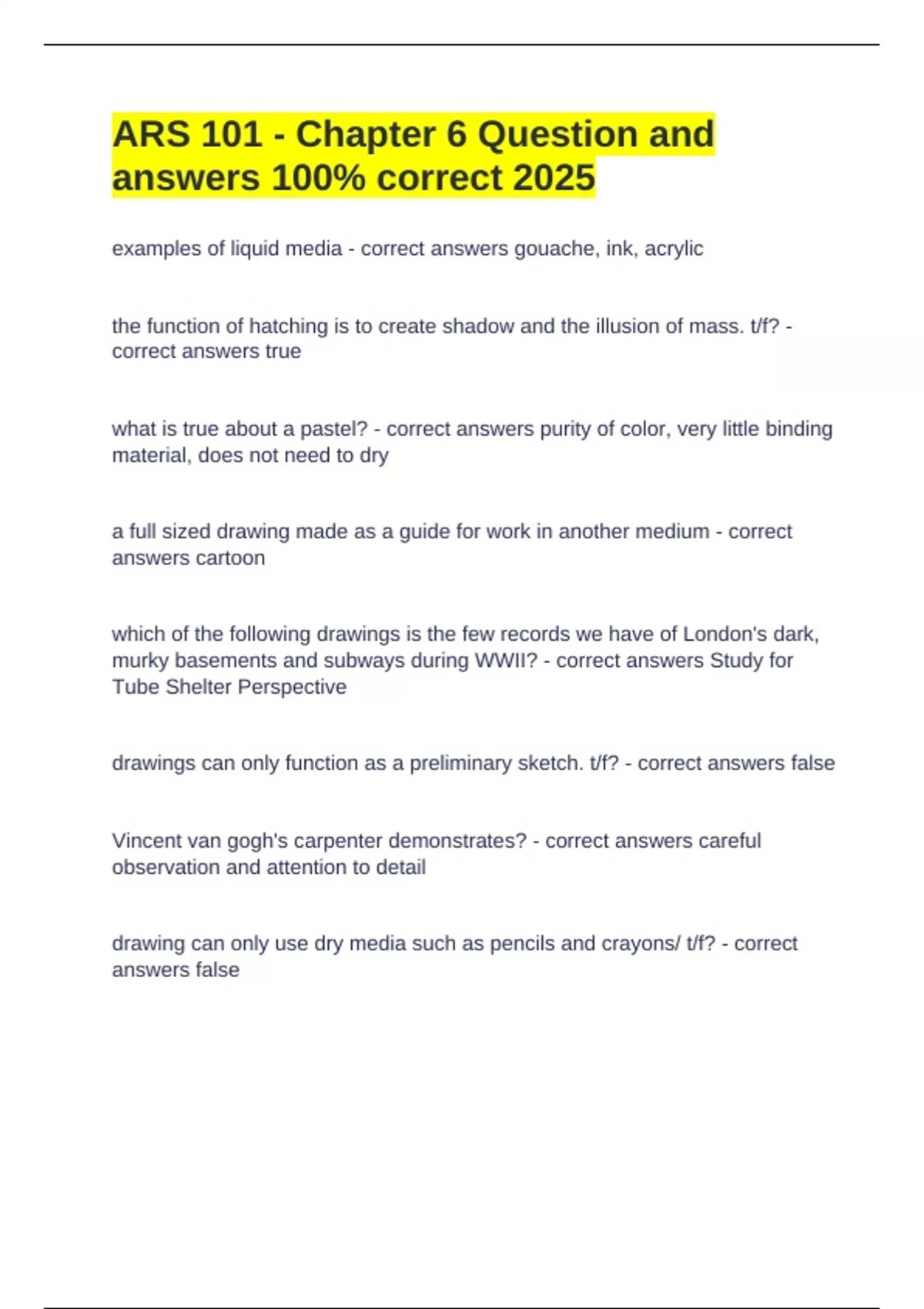 ARS 101 - Chapter 6 Question and answers 100% correct 2025 - ARS 101 ...