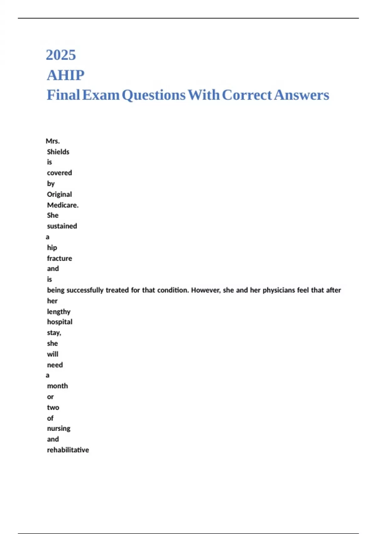 2025 AHIP Final Exam Questions With Correct Answers - 2025 AHIP - Stuvia US