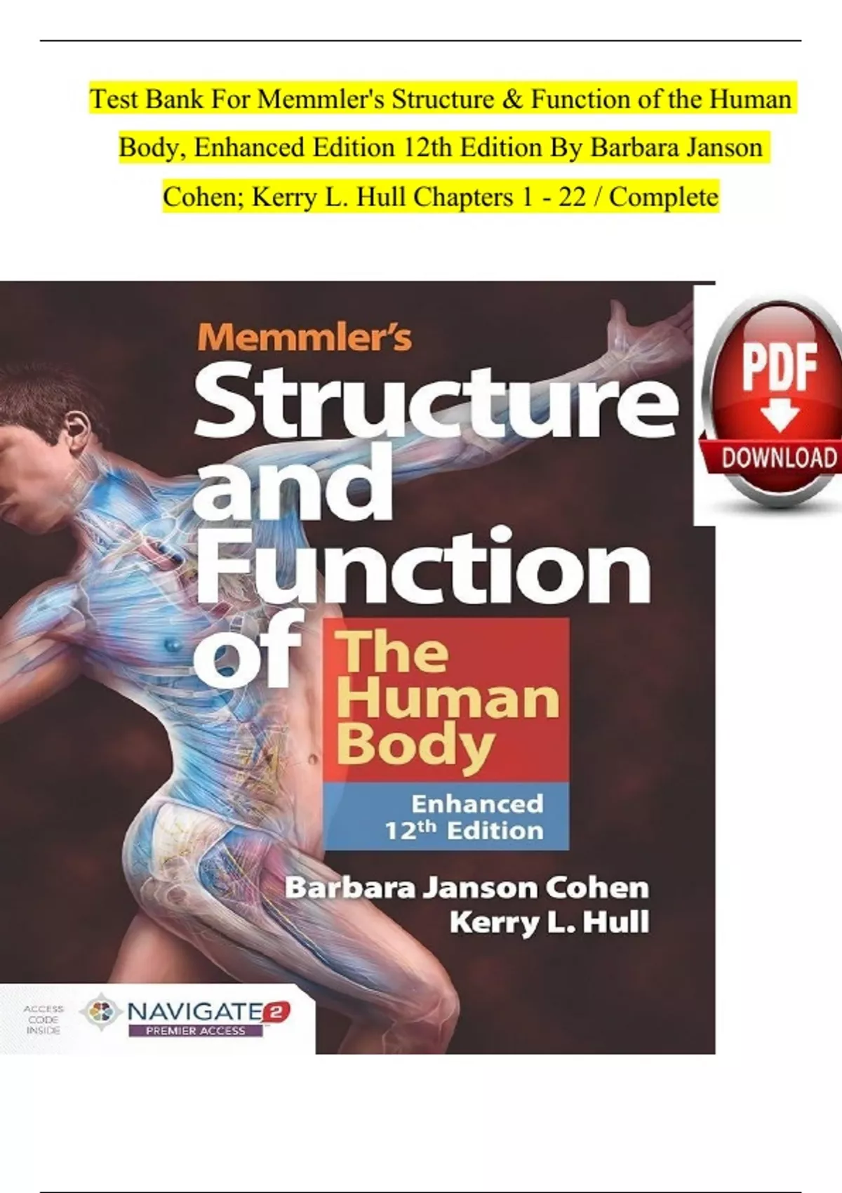 Test Bank For Memmler's Structure & Function of the Human Body ...