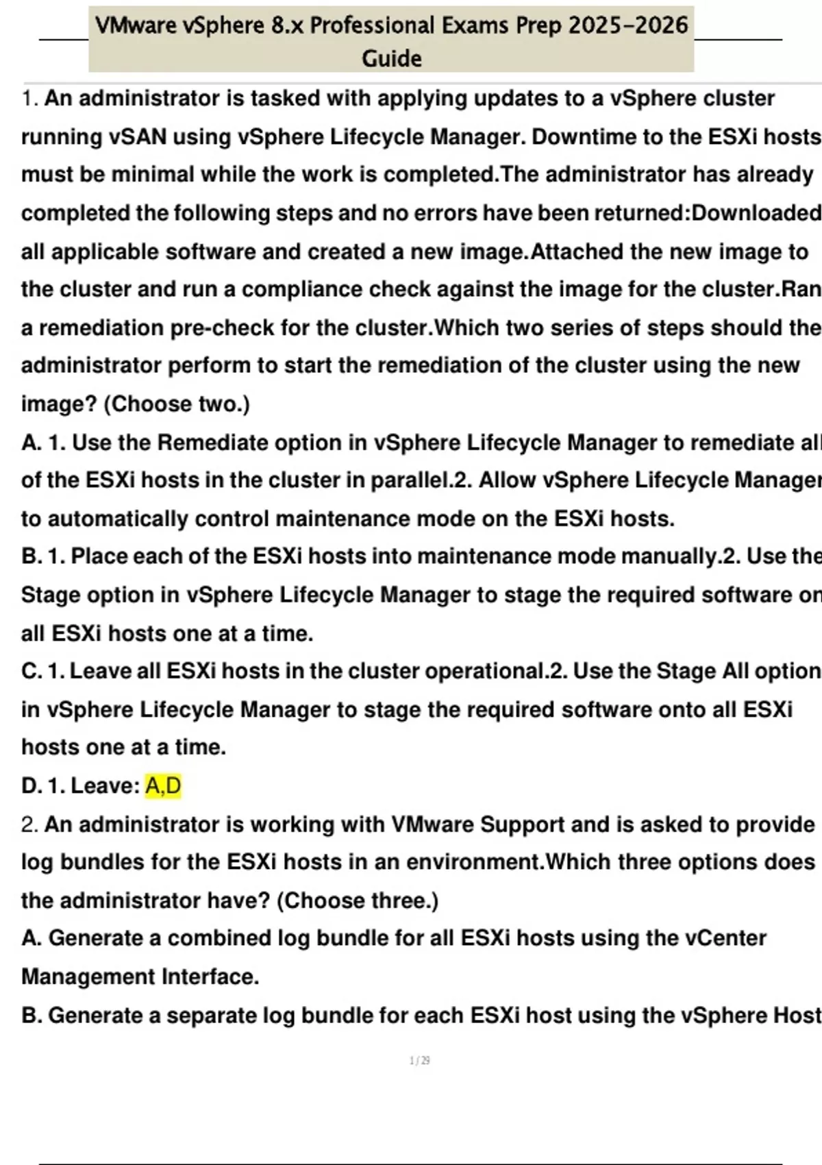 VMware vSphere 8.x Professional Exams Prep Guide - VMware vSphere 8.x Professional - Stuvia US