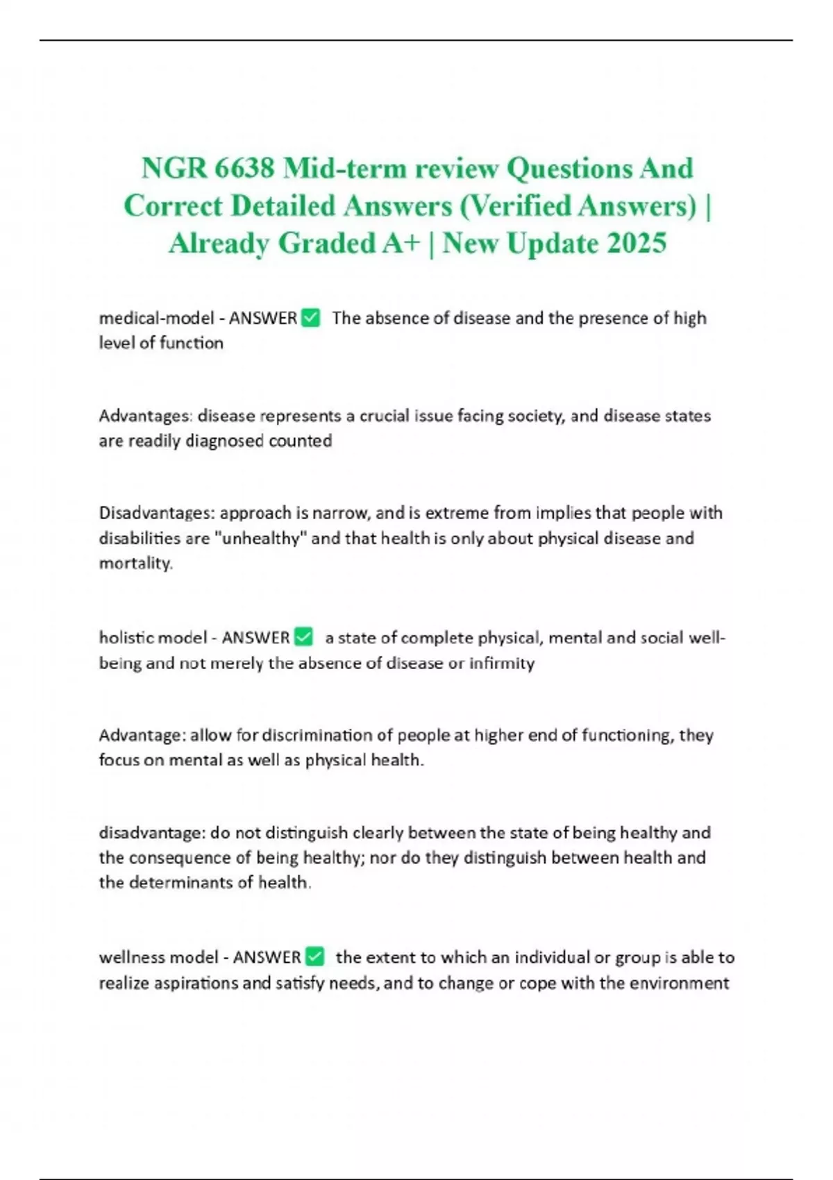 NGR 6638 Mid-term review Questions And Correct Detailed Answers ...