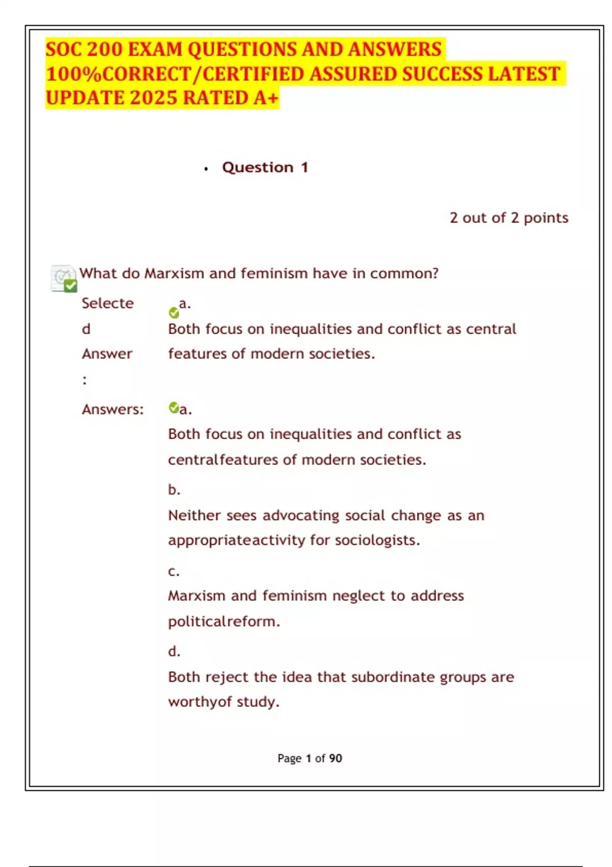 SOC 200 EXAM QUESTIONS AND ANSWERS 100%CORRECT/CERTIFIED ASSURED ...
