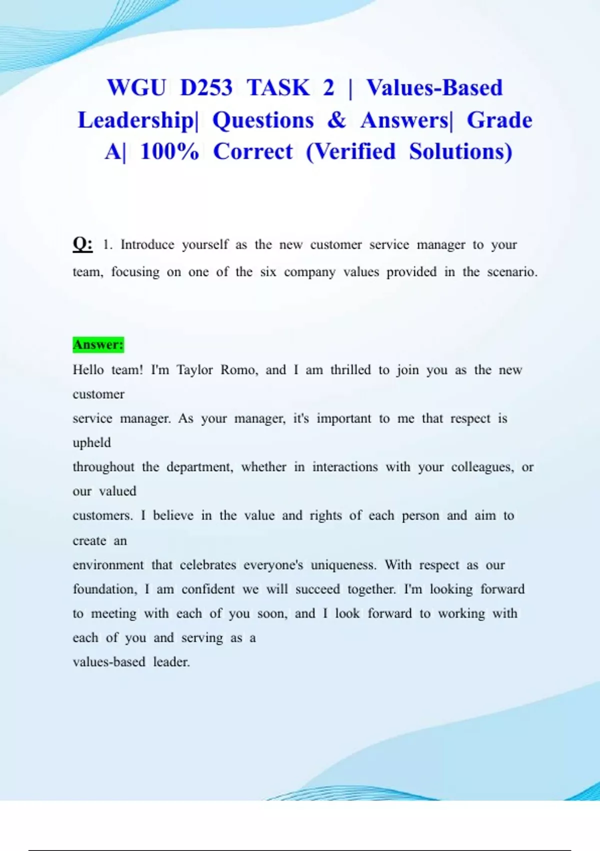 WGU D253 Task 1 & Task 2(Latest 2025/ 2026 Updates STUDY BUNDLE PACKAGE ...