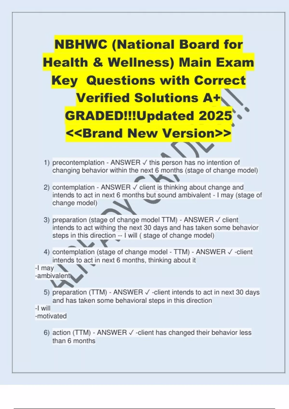 NBHWC (National Board for Health & Wellness) Main Exam Key Questions ...