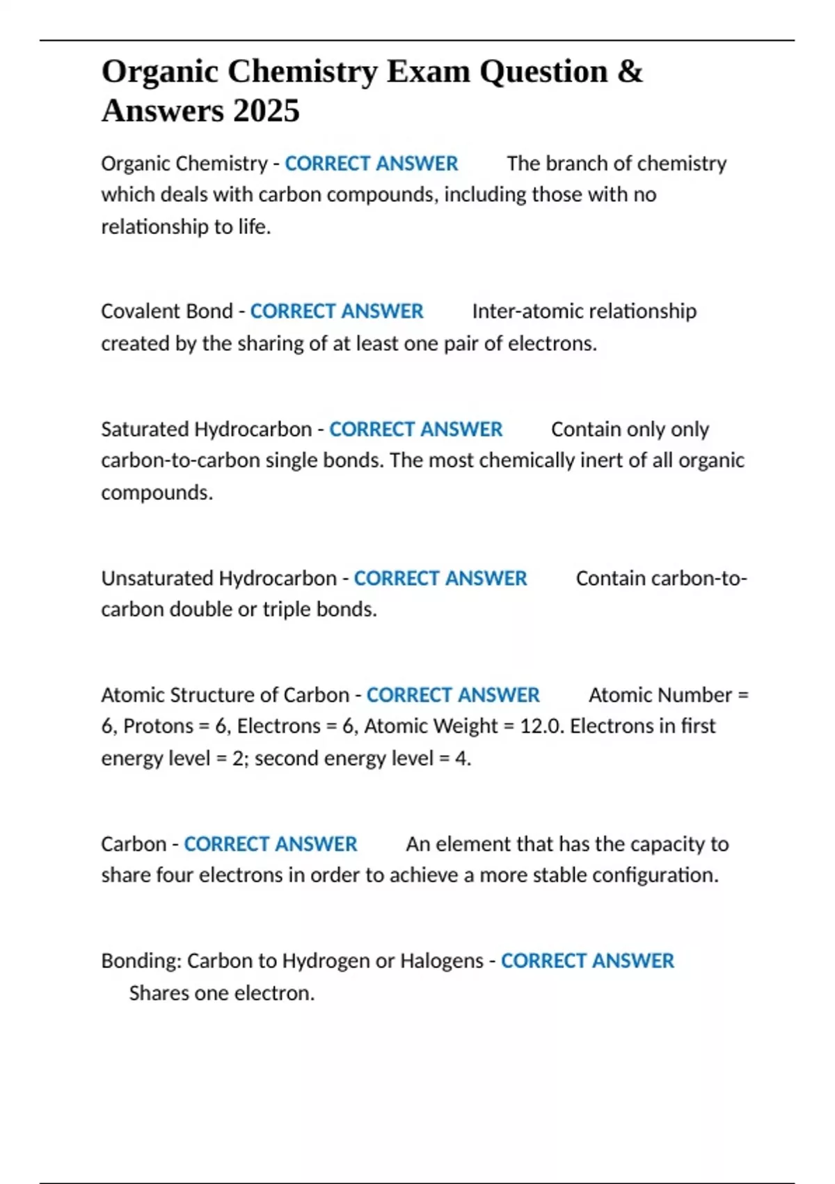 Organic Chemistry Exam Question & Answers 2025.docx - Chp 11 Exa ...