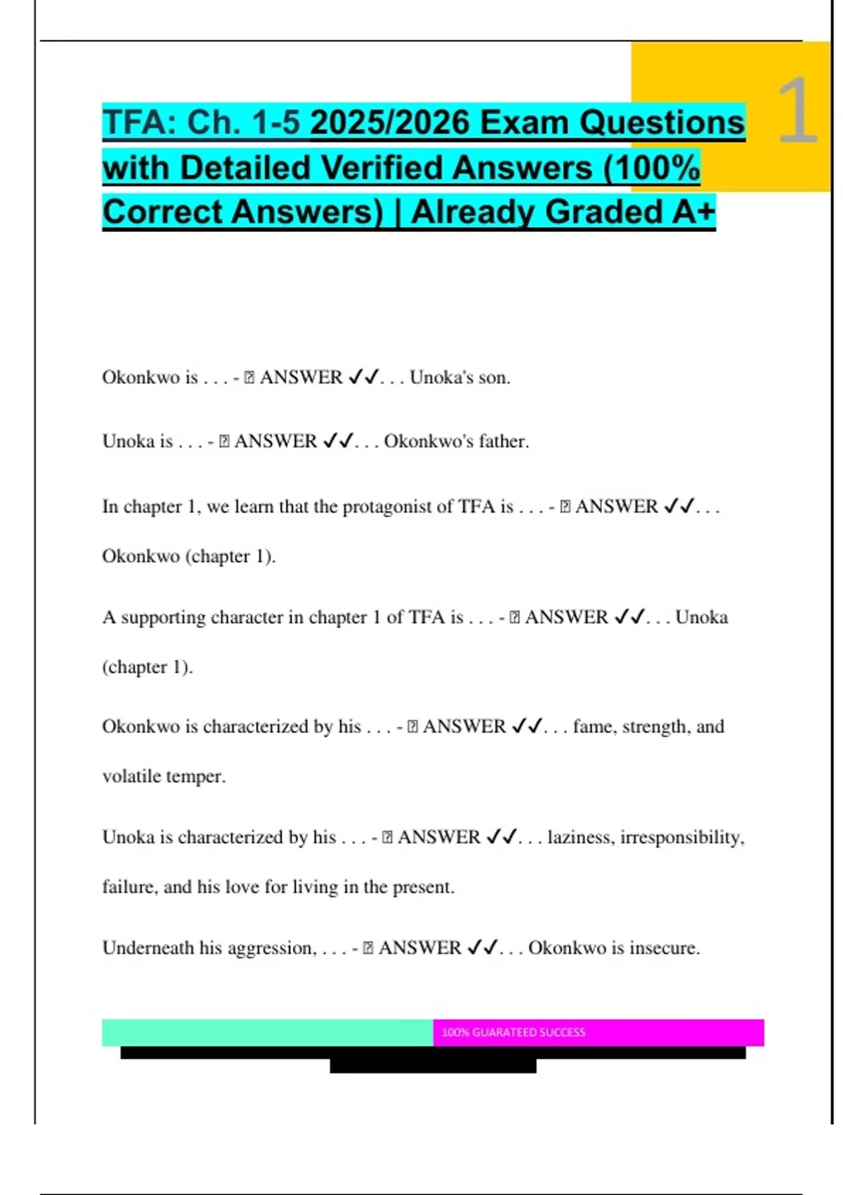 TFA: Ch. 1-5 2025/2026 Exam Questions with Detailed Verified Answers ...