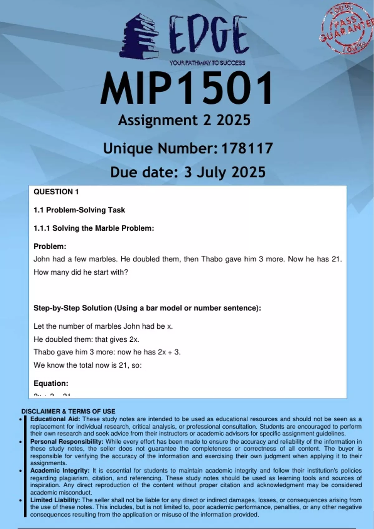 MIP1501 Assignment 2 (DETAILED ANSWERS) 2025 - DISTINCTION GUARANTEED ...