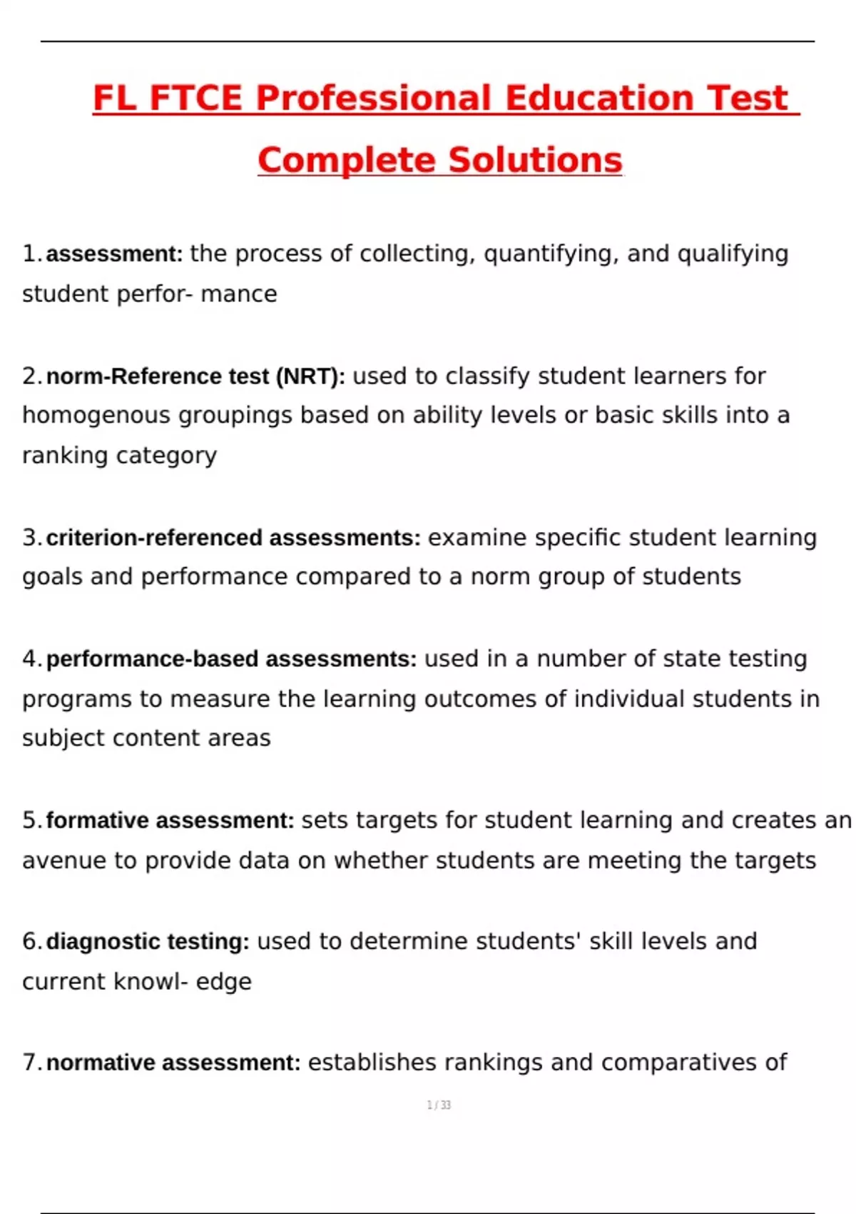 FL FTCE Professional Education Test Latest 2025 Actual Questions ...