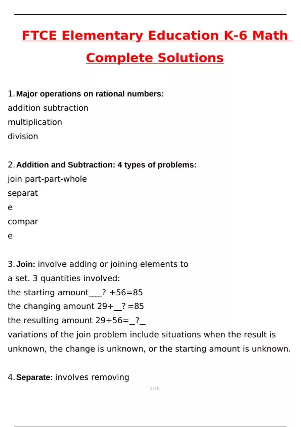 FTCE Elementary Education K-6 Math Test Latest 2025 Actual Questions ...