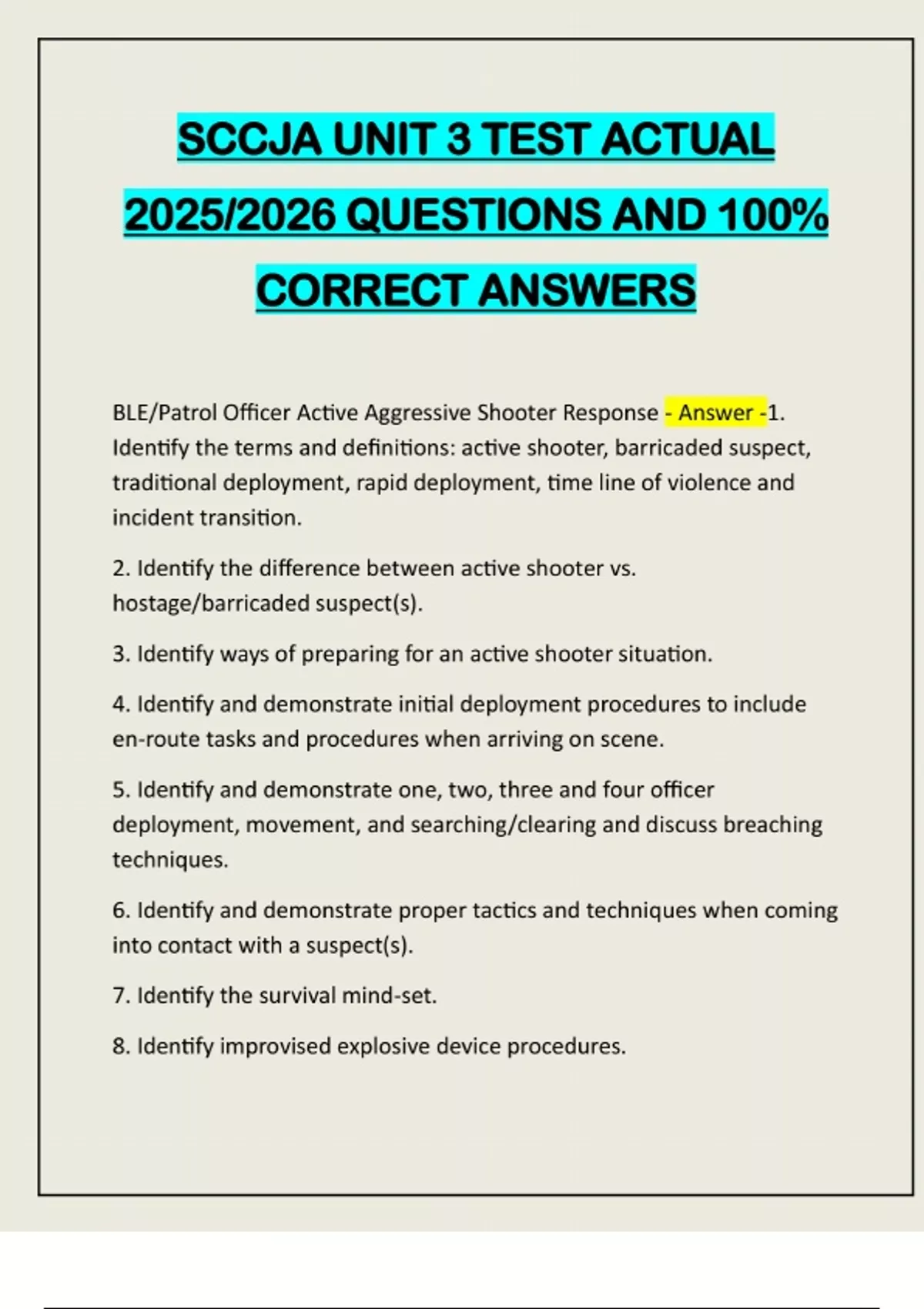 SCCJA UNIT 3 TEST ACTUAL 2025/2026 QUESTIONS AND 100% CORRECT ANSWERS ...
