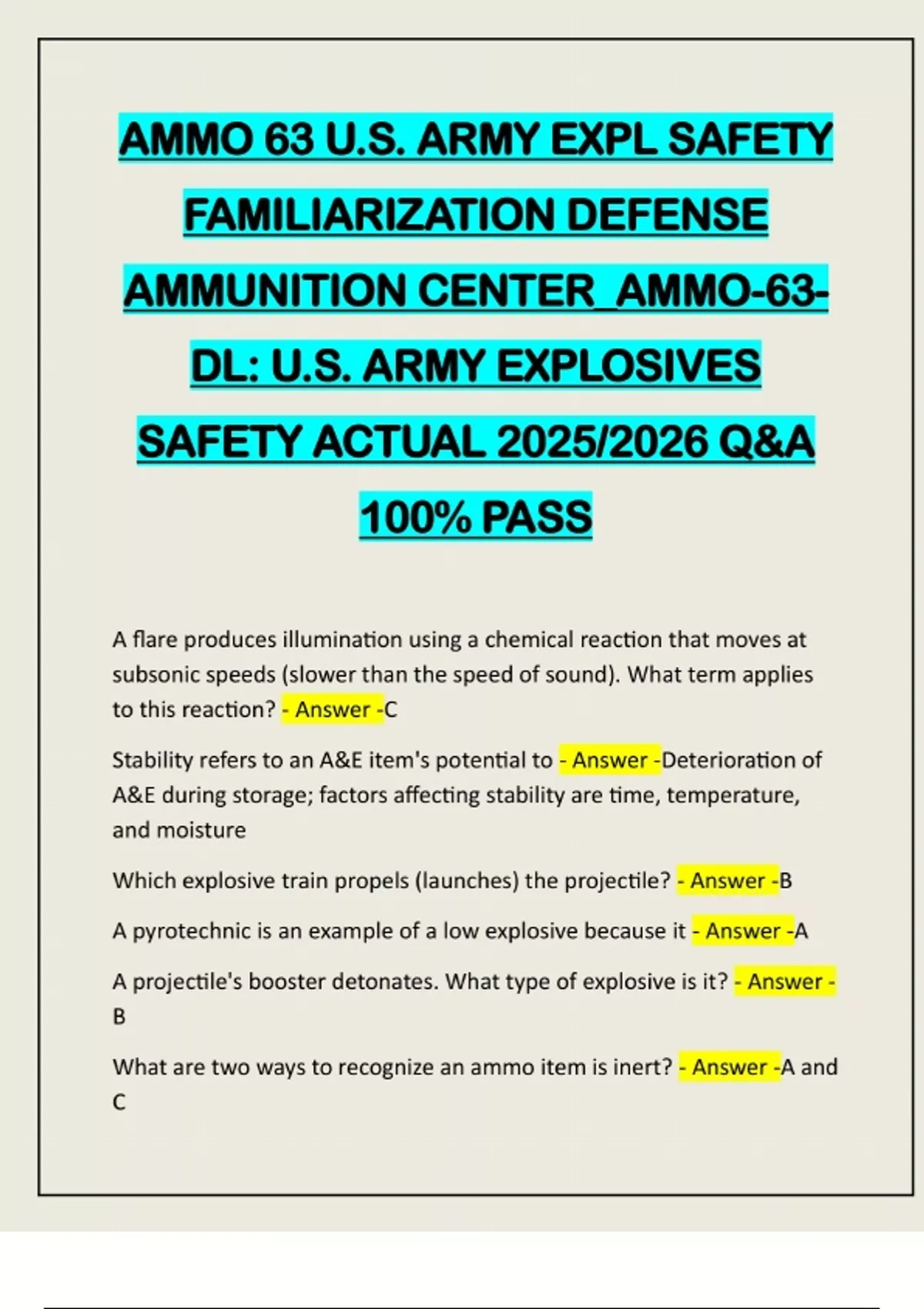 AMMO 63 U.S. ARMY EXPL SAFETY FAMILIARIZATION DEFENSE AMMUNITION CENTER ...