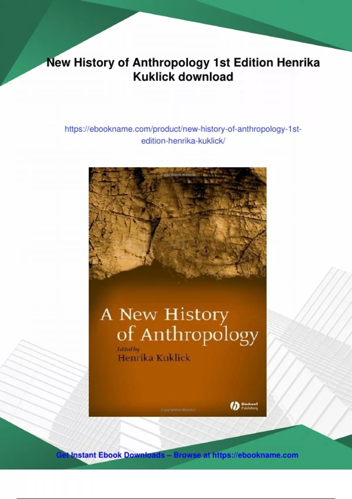Summary New History of Anthropology 1st Edition Henrika Kuklick ...