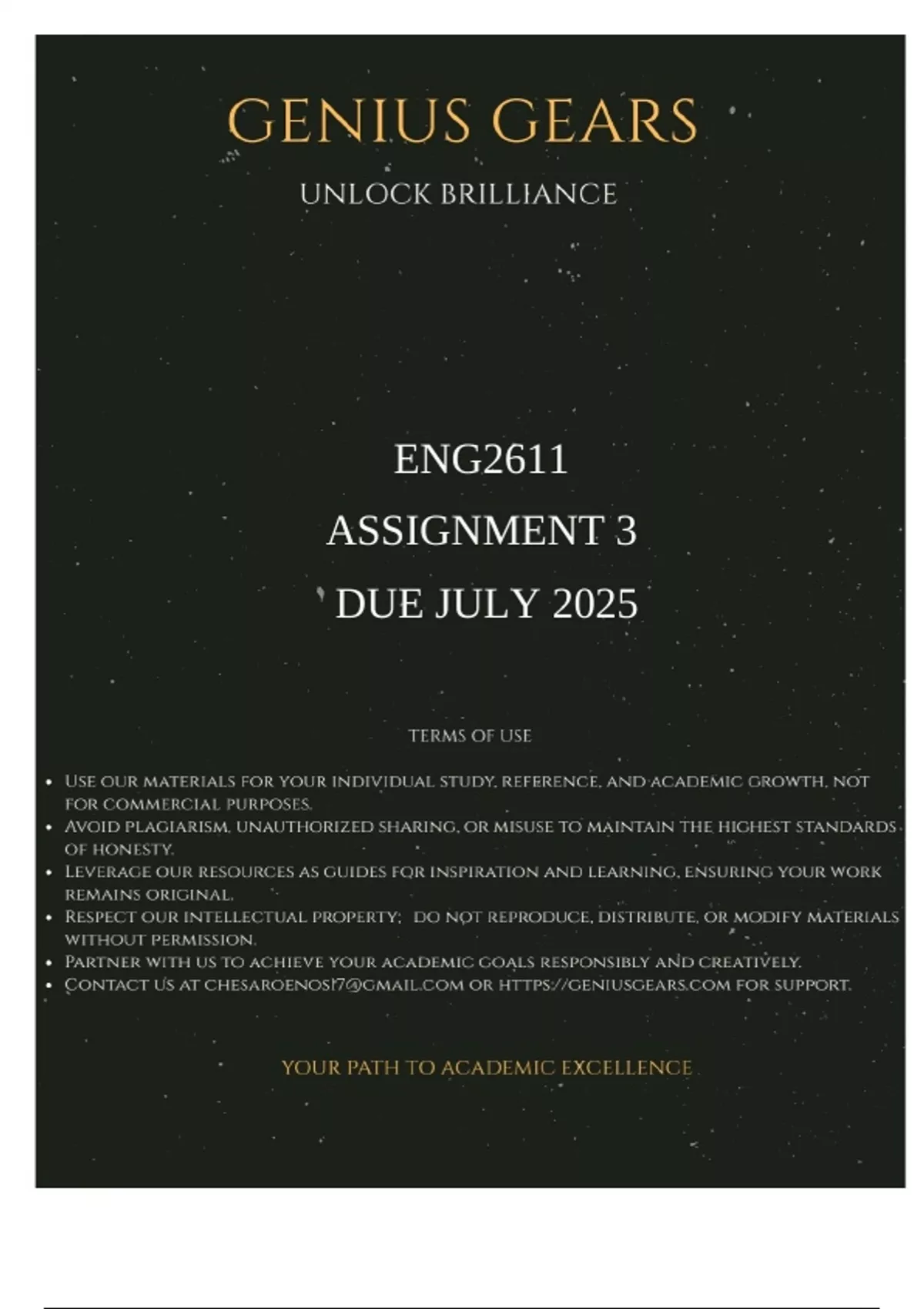 ENG2611 ASSIGNMENT 3 (Exceptional Response) DUE August 2025 - Applied ...