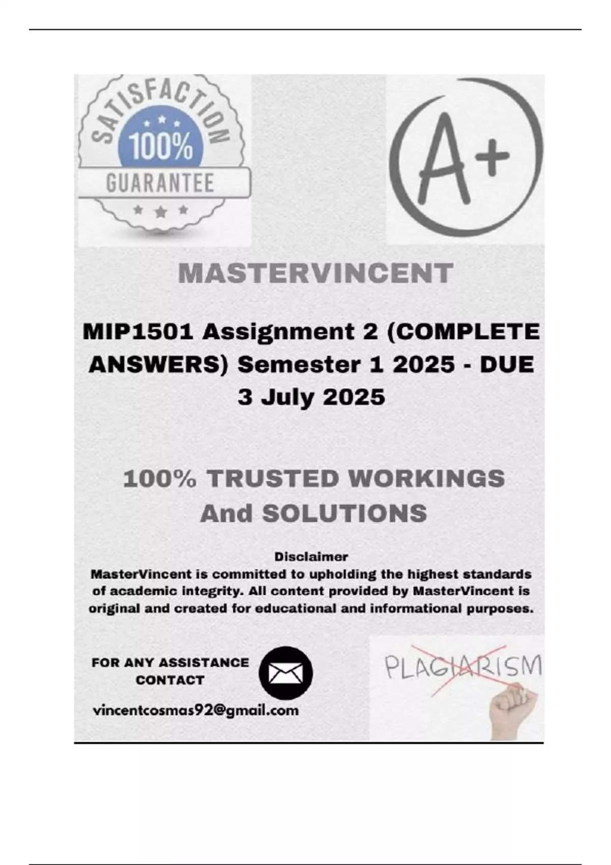 MIP1501 Assignment 2 (COMPLETE ANSWERS) Semester 1 2025 - DUE 3 July ...