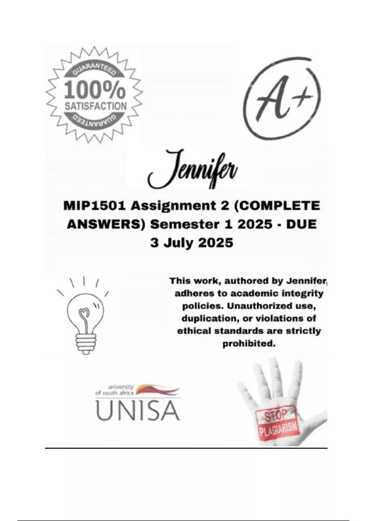 MIP1501 Assignment 2 (COMPLETE ANSWERS) Semester 1 2025 - DUE 3 July ...