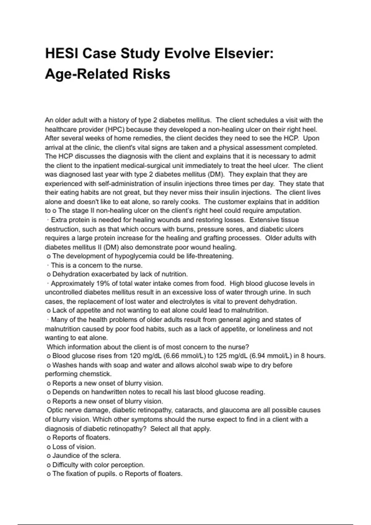 HESI Case Study Evolve Elsevier: Age-Related Risks NEWEST 2025/2026 ...