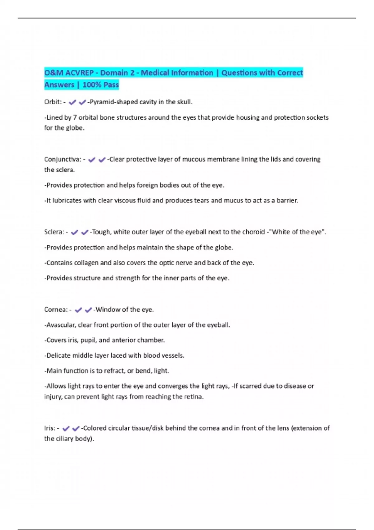 O&M - Exam Revision | Questions with Correct Answers | 100% Pass - O&M ...