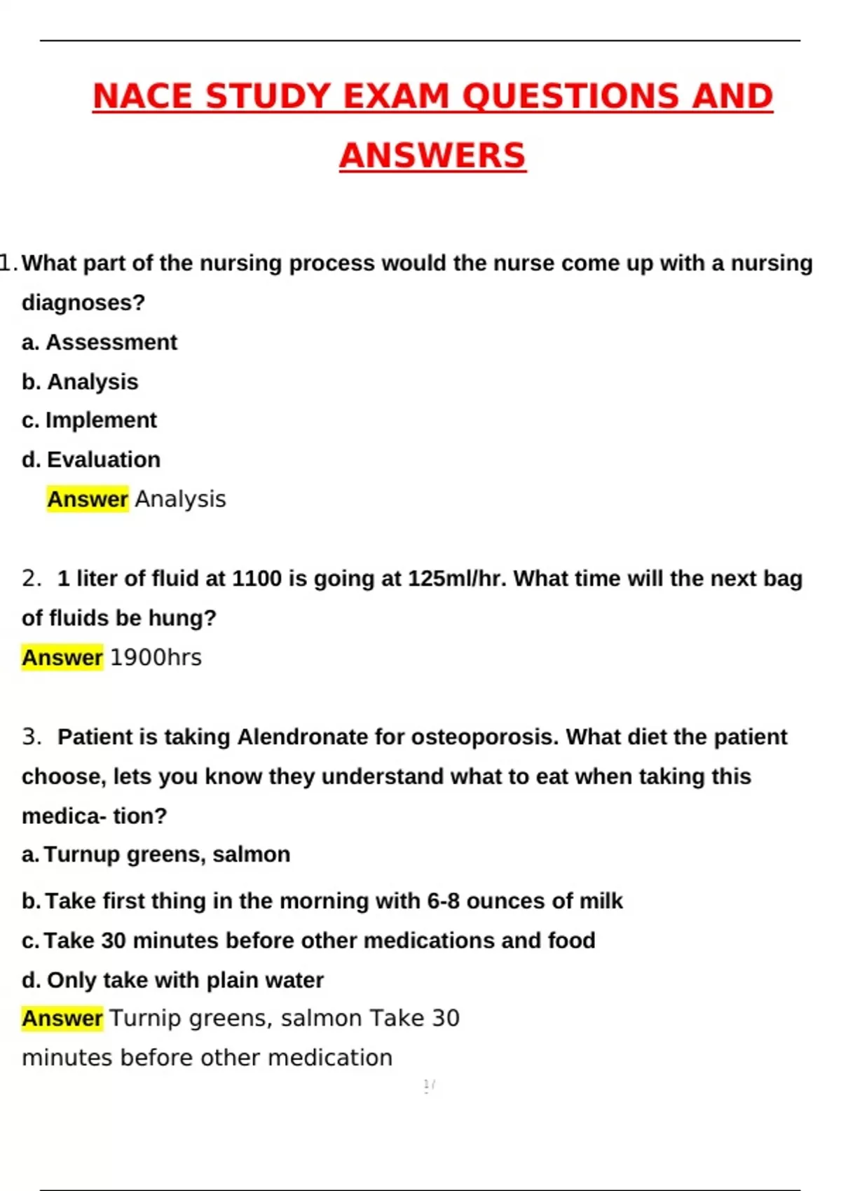 NACE STUDY EXAM Latest 2025 Actual Questions & Verified Answers (2025 / ...