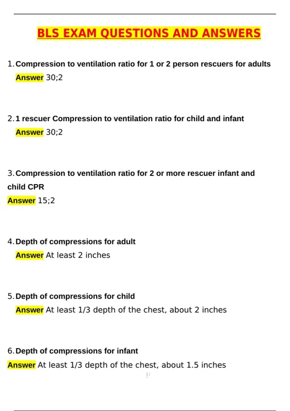 BLS EXAM Actual 2025 Questions & Verified Answers (2025 / 2026)/ A+ ...