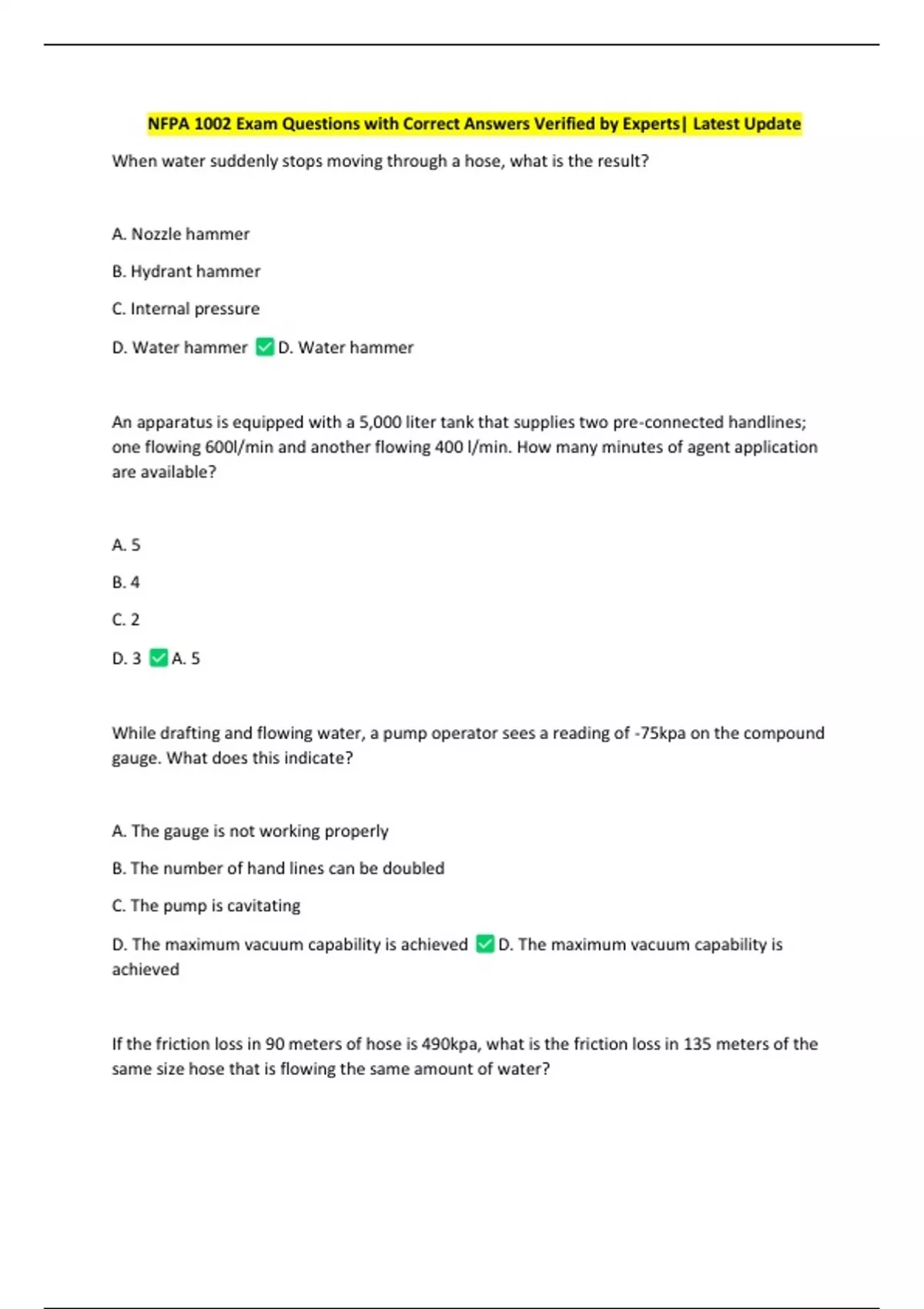 NFPA 1002 Exam Questions with Correct Answers Verified by Experts ...