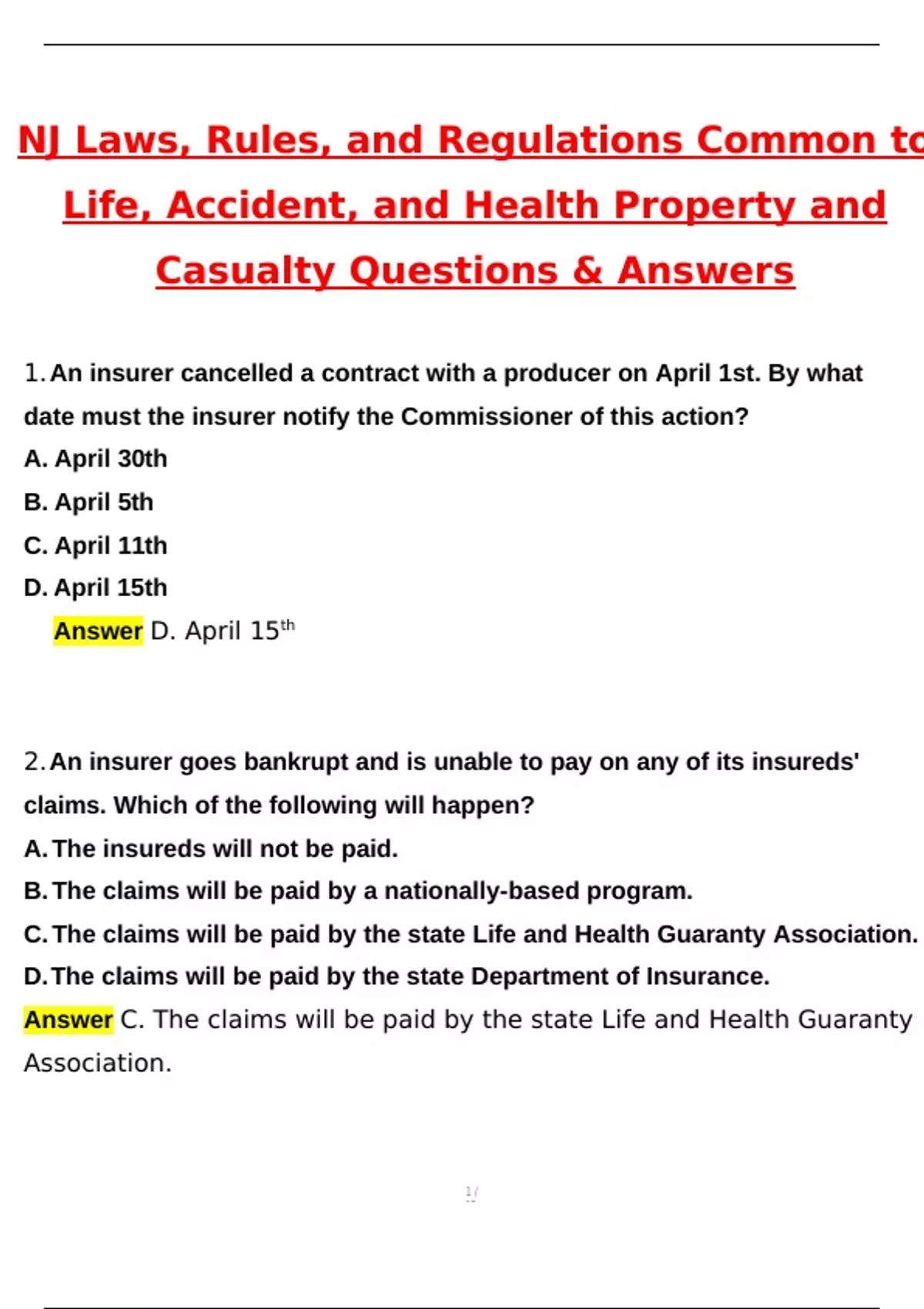 NJ Laws, Rules, and Regulations Common to Life, Accident, and Health ...