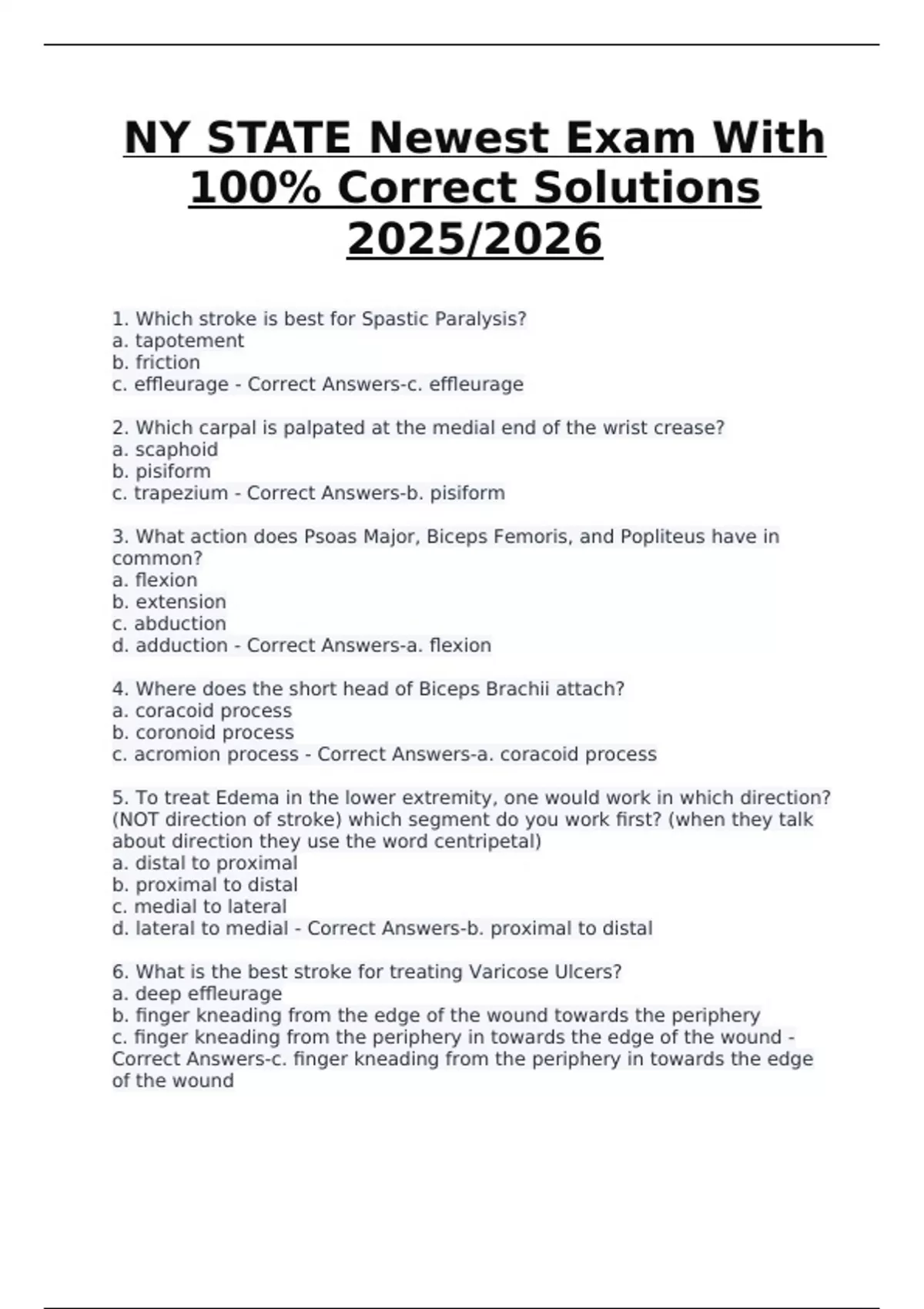 NY State Newest Exam – 100% Correct Solutions – 2025/2026 Edition - NY ...