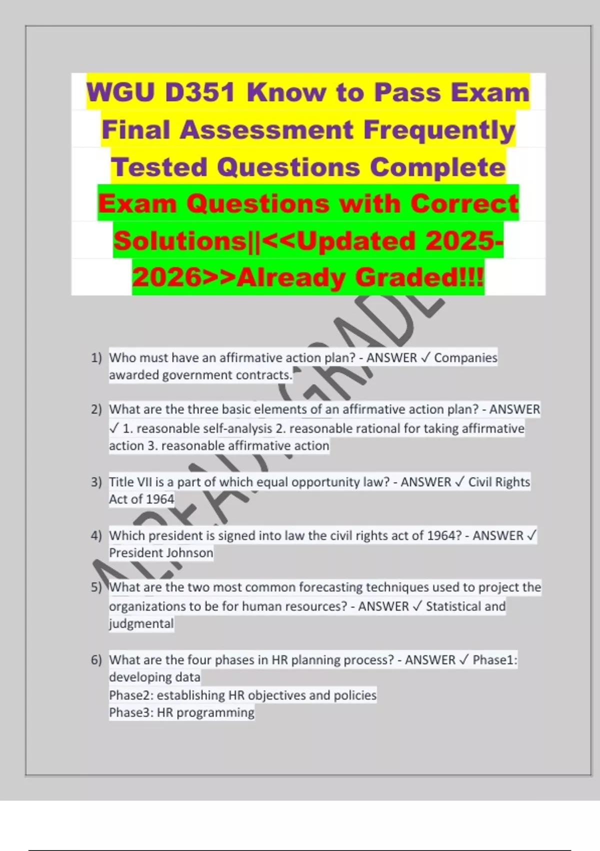 WGU D351 Know to Pass Exam Final Assessment Frequently Tested Questions ...