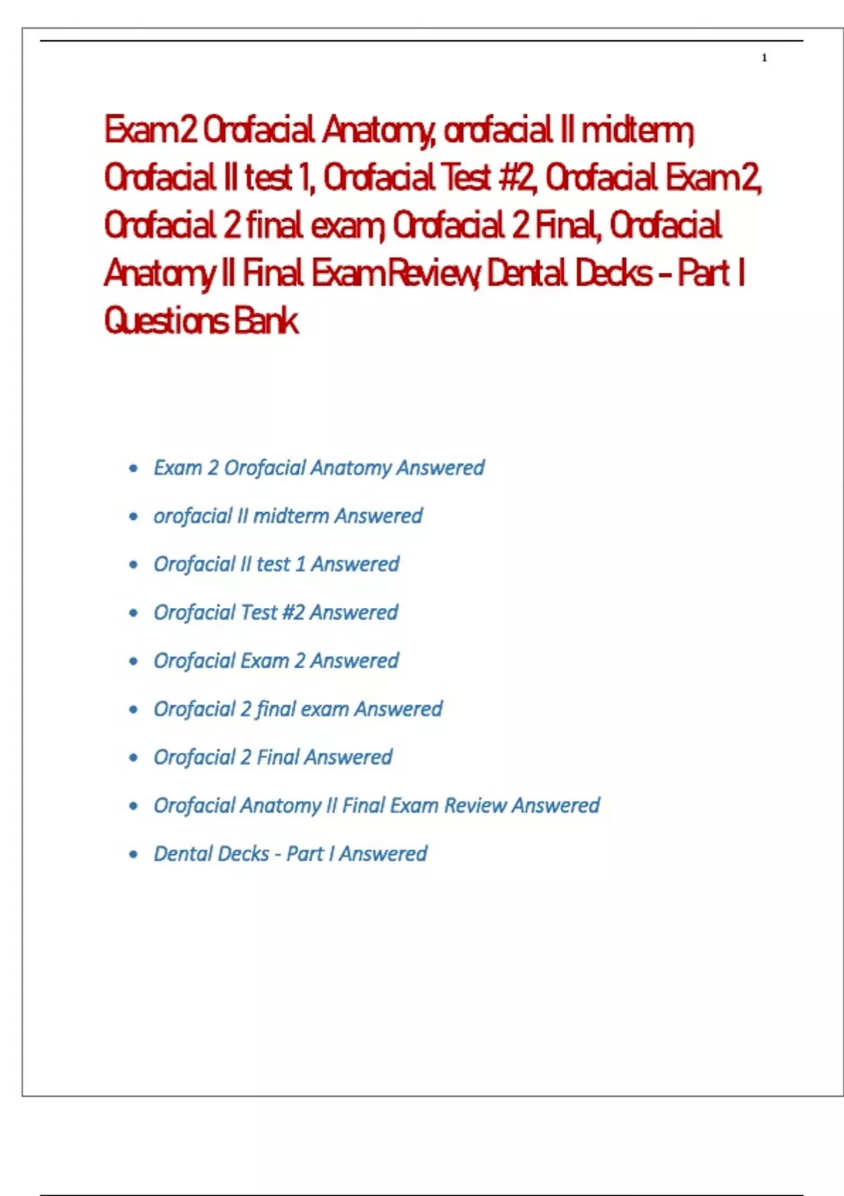 Orofacial Anatomy Exam 2, Orofacial 2 final exam, Orofacial II test 1 ...