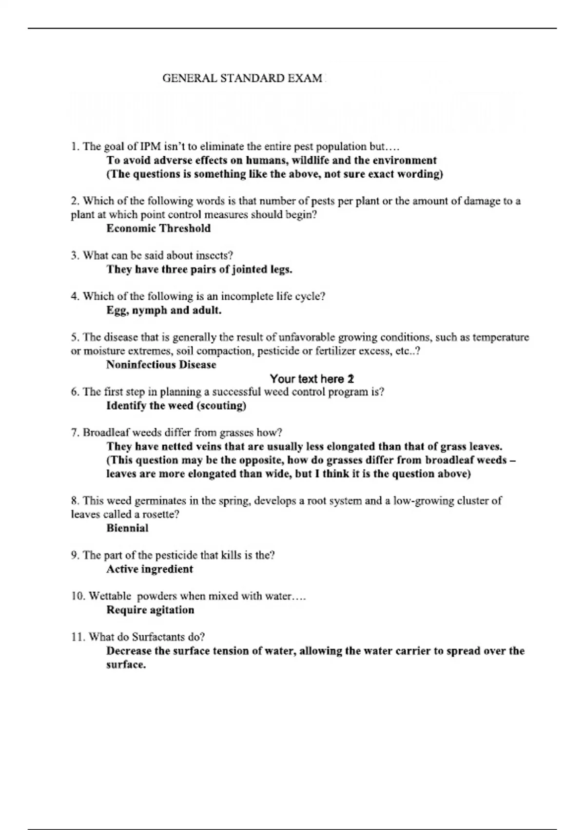 GENERAL STANDARD PRACTICE HERBICIDE EXAM REVIEW 2025 Questions ...