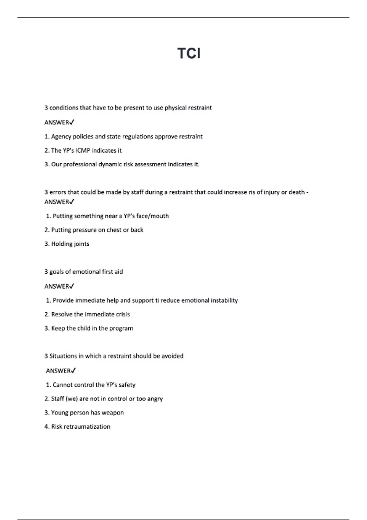 TCI 2025 Questions & answers with complete solution - Tci - Stuvia US