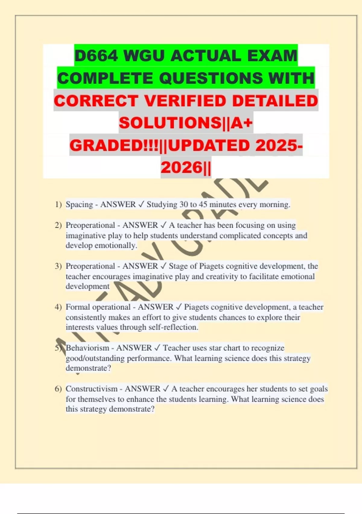 D664 WGU ACTUAL EXAM COMPLETE QUESTIONS WITH CORRECT VERIFIED DETAILED ...