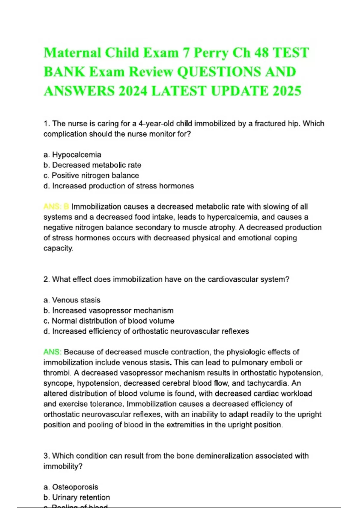 Maternal Child Care Exam 7 Perry Ch 48 The Child With Musculoskeletal ...