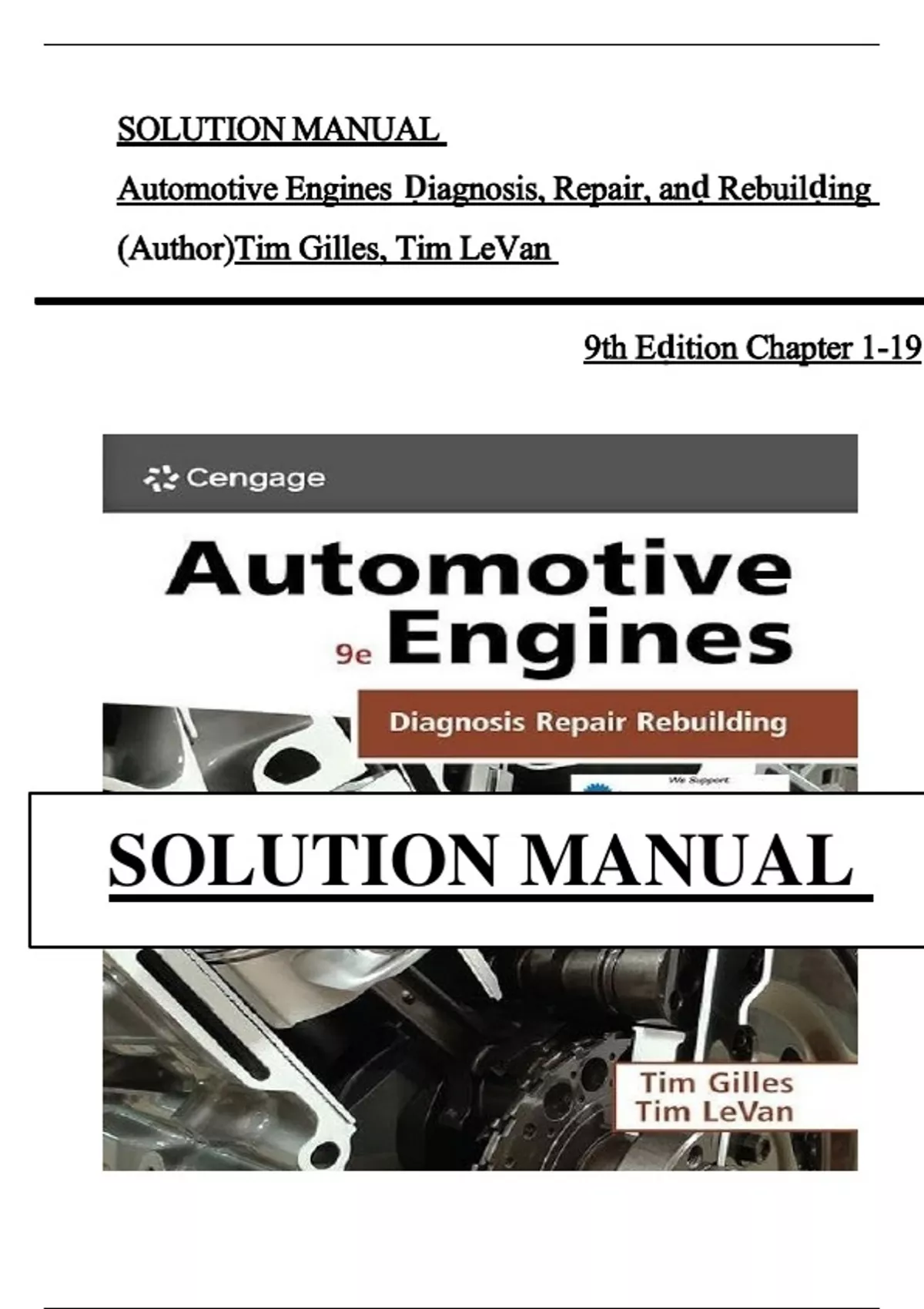 Solution Manual For Automotive Engines Diagnosis, Repair, and ...