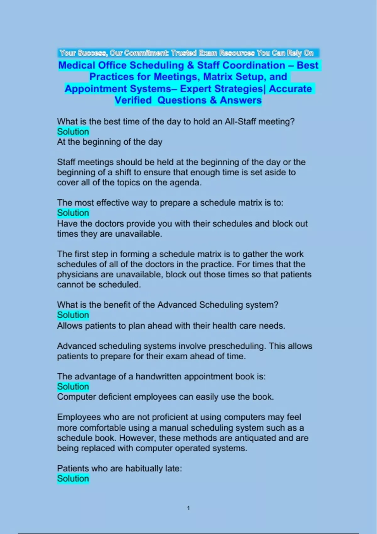 Medical Office Scheduling & Staff Coordination– Best Practices for ...