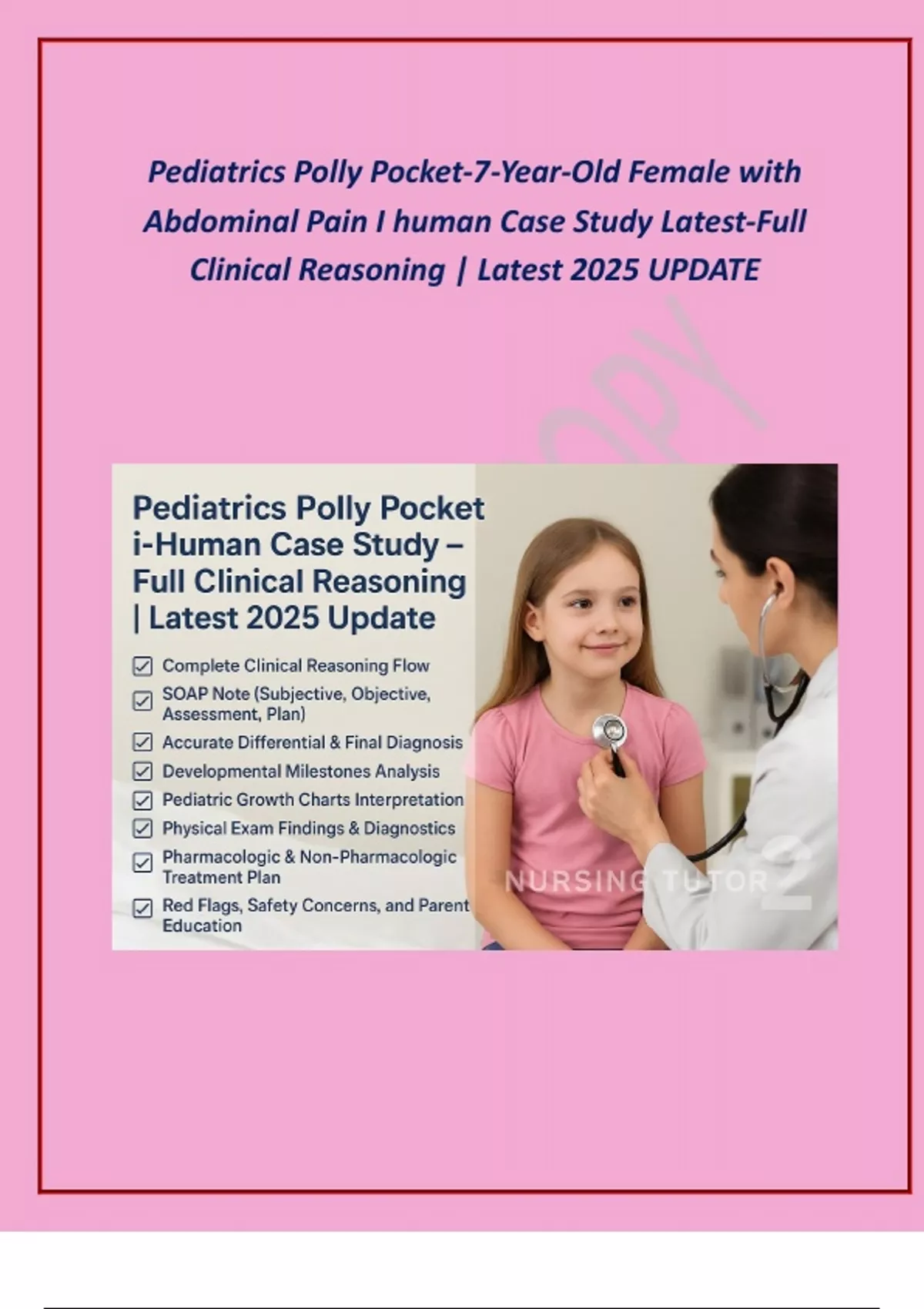 Pediatrics Polly Pocket-7-Year-Old Female with Abdominal Pain I human ...