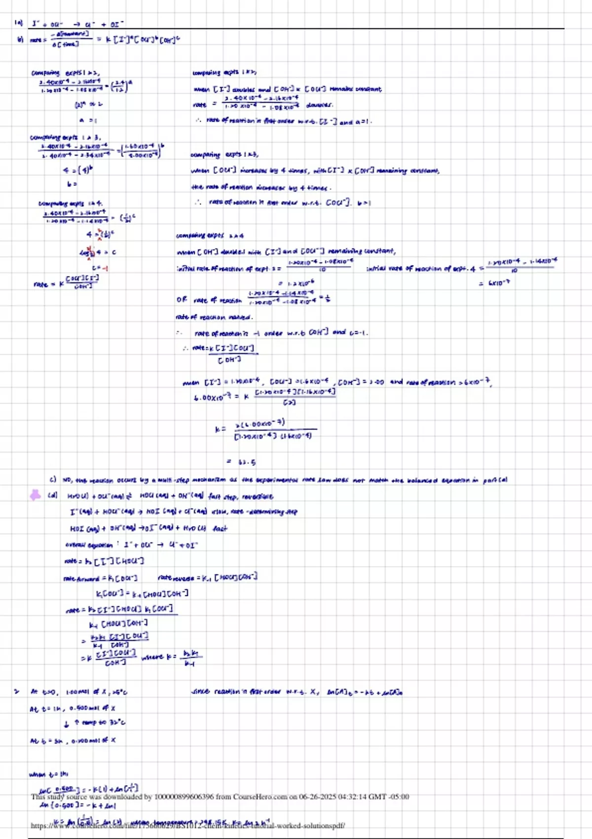 APPROVED BS 1012 chem kinetics tutorial worked solutions - BS 1012 ...