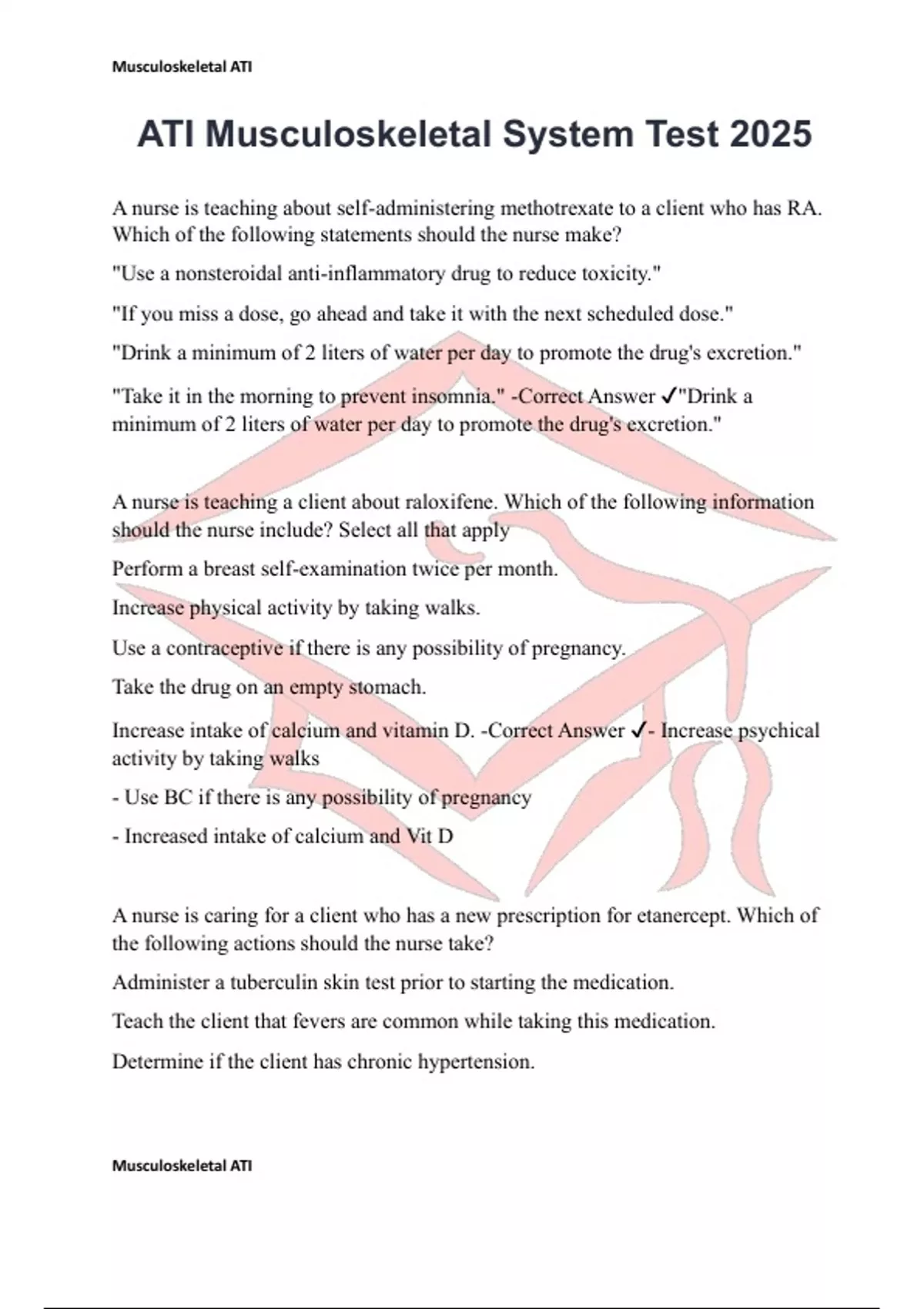 ATI Musculoskeletal System Test 2025 - ATI Musculoskeletal - Stuvia US