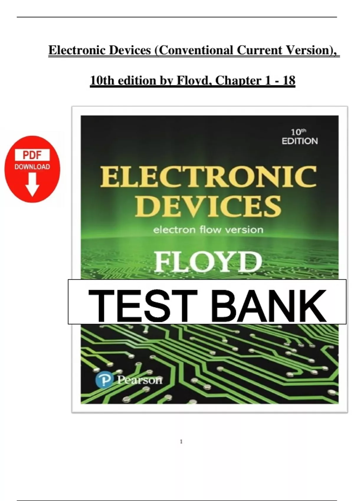 Test Bank - Electronic Devices: Conventional Current Version, 10th ...