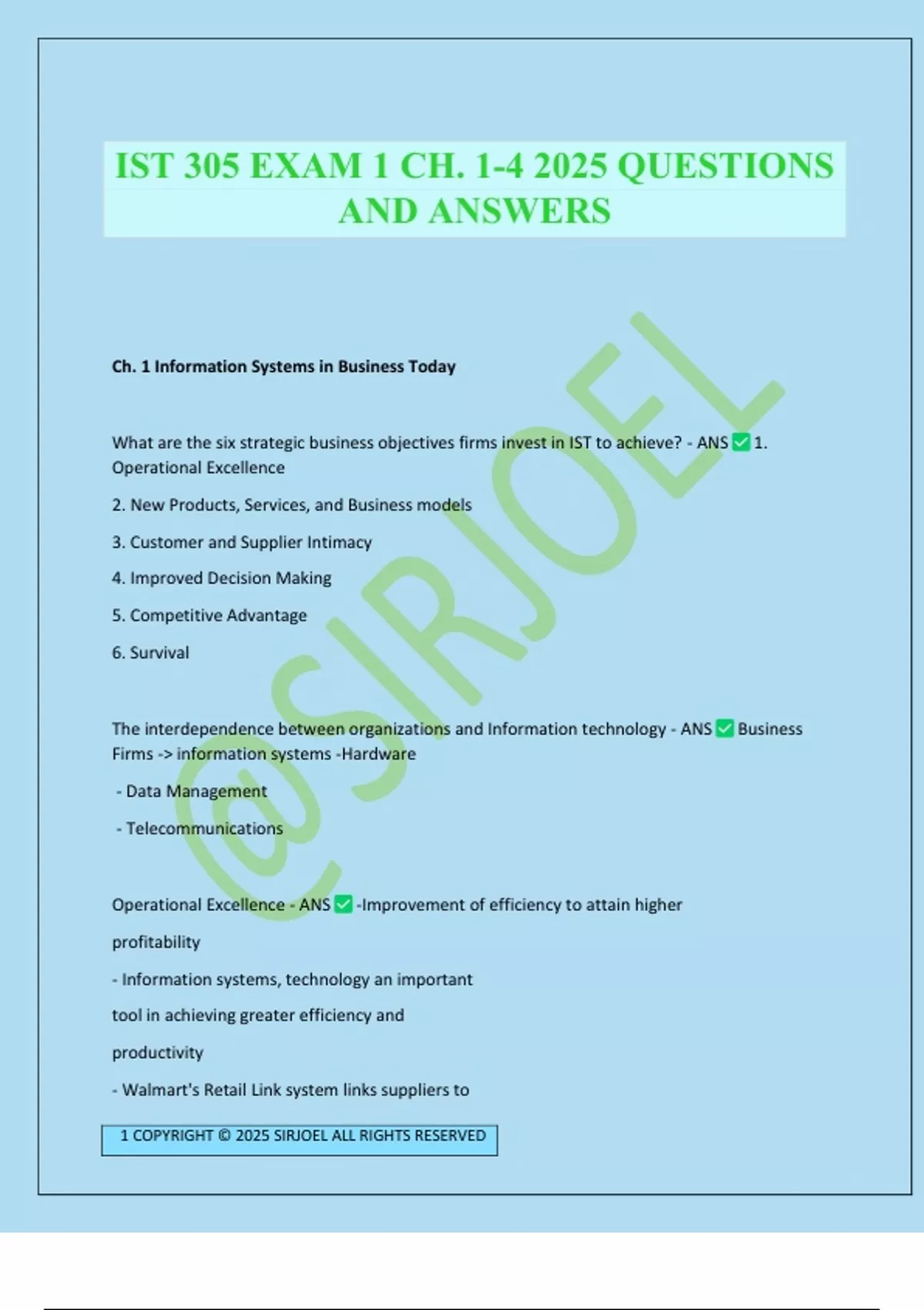 IST 305 EXAM 1 CH. 1-4 2025 QUESTIONS AND ANSWERS - IST 305 - Stuvia US