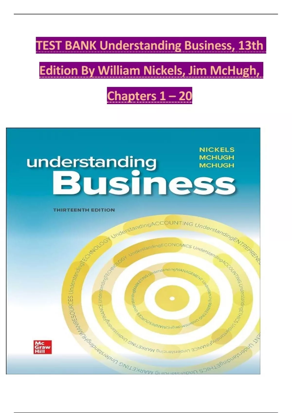 TEST BANK Understanding Business, 13th Edition By William Nickels, Jim ...