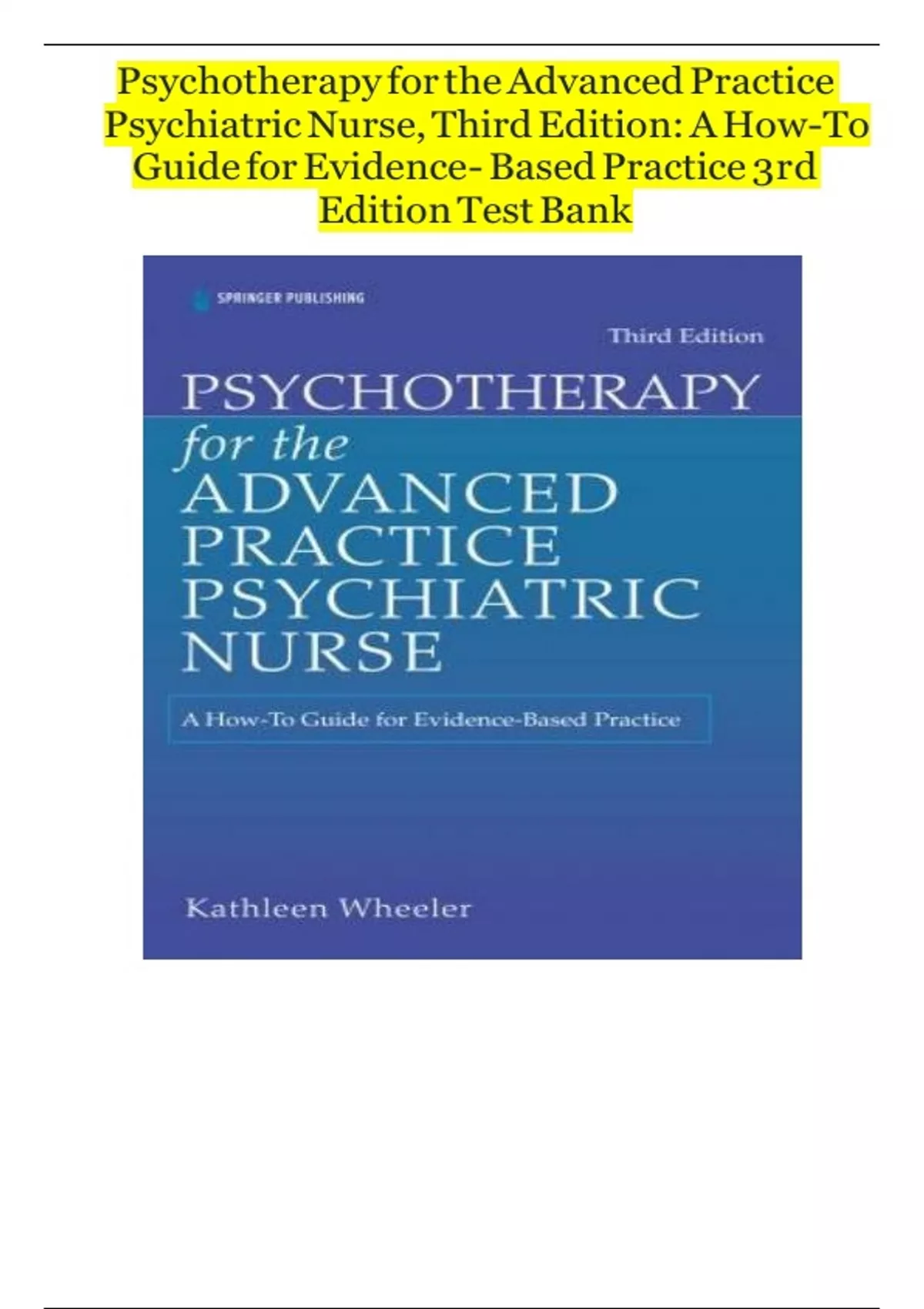 Psychotherapy for the Advanced Practice Psychiatric Nurse – 3rd Edition ...