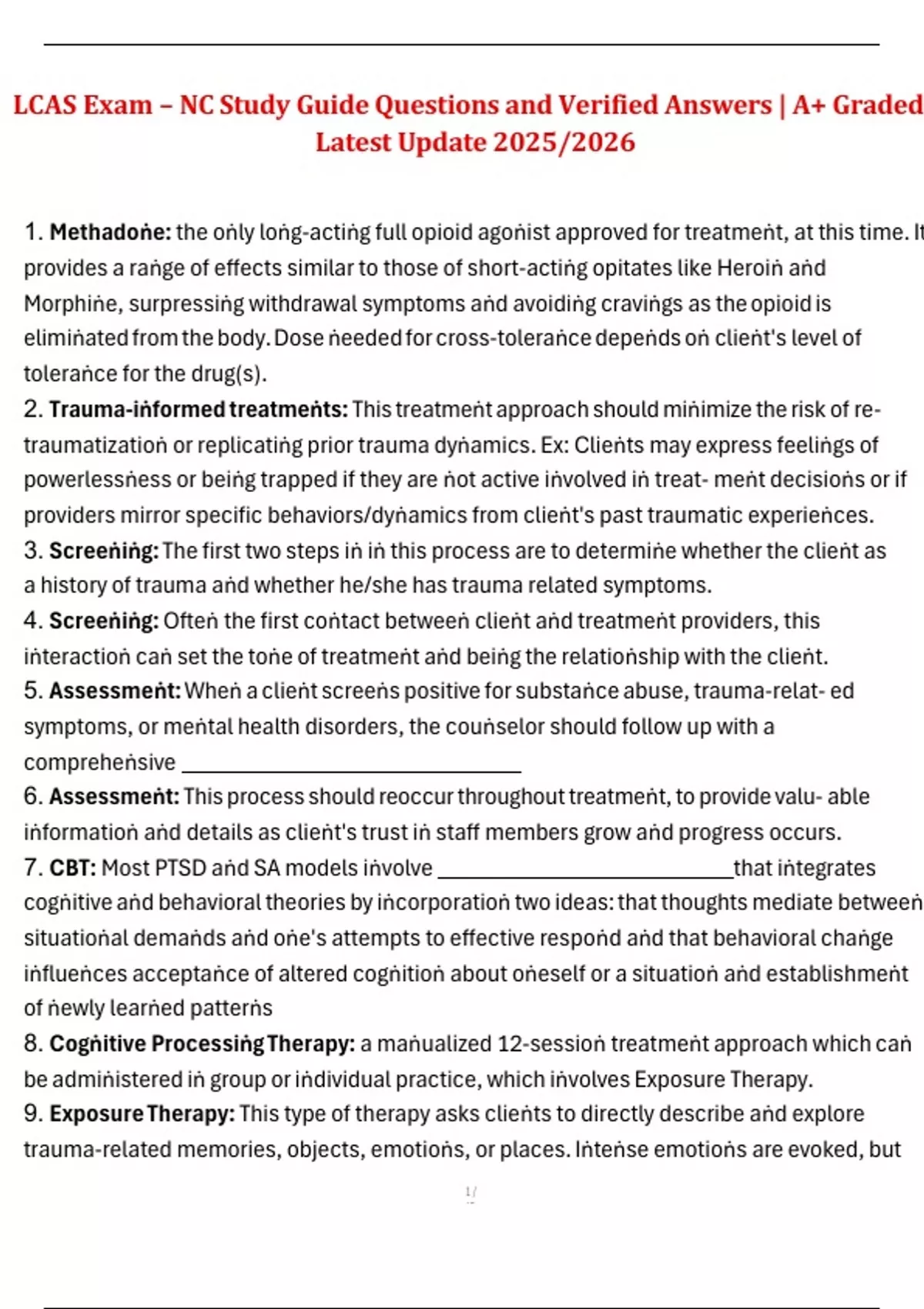 LCAS Exam – North Carolina Study Guide Questions and Verified Answers ...