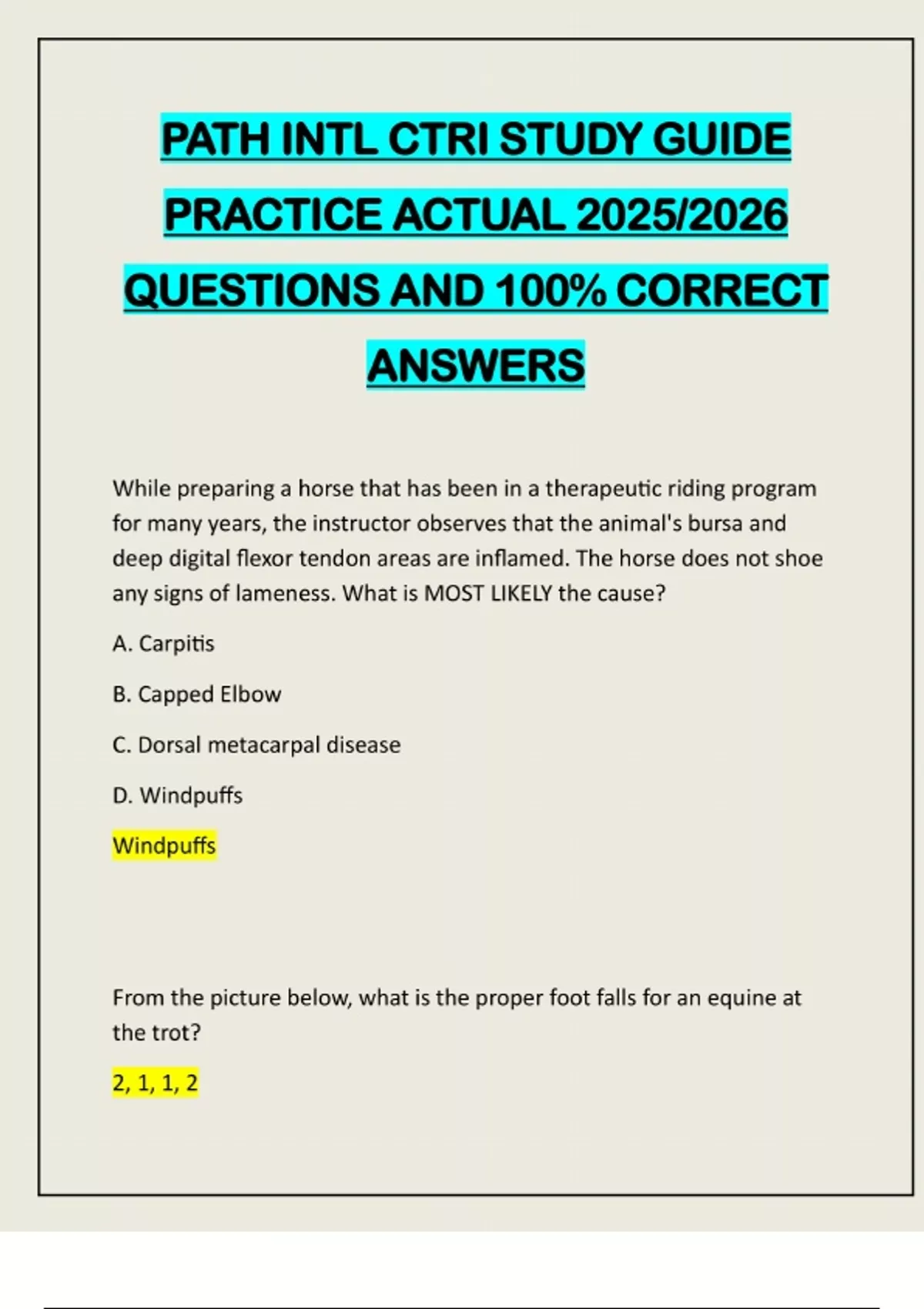 PATH INTL CTRI STUDY GUIDE PRACTICE ACTUAL 2025/2026 QUESTIONS AND 100% ...