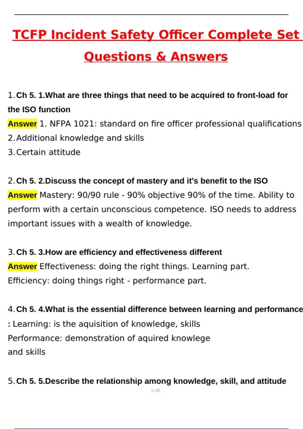 TCFP Incident Safety Officer Complete Set (Latest 2025 / 2026 Update ...